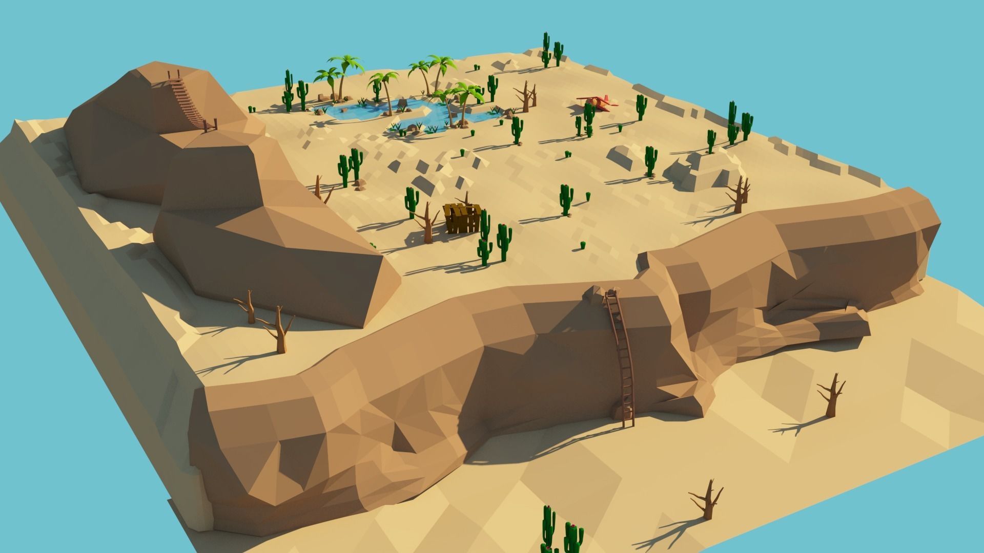 3D model Lowpoly Desert Game Environment Assets - Oasi 3d models VR ...