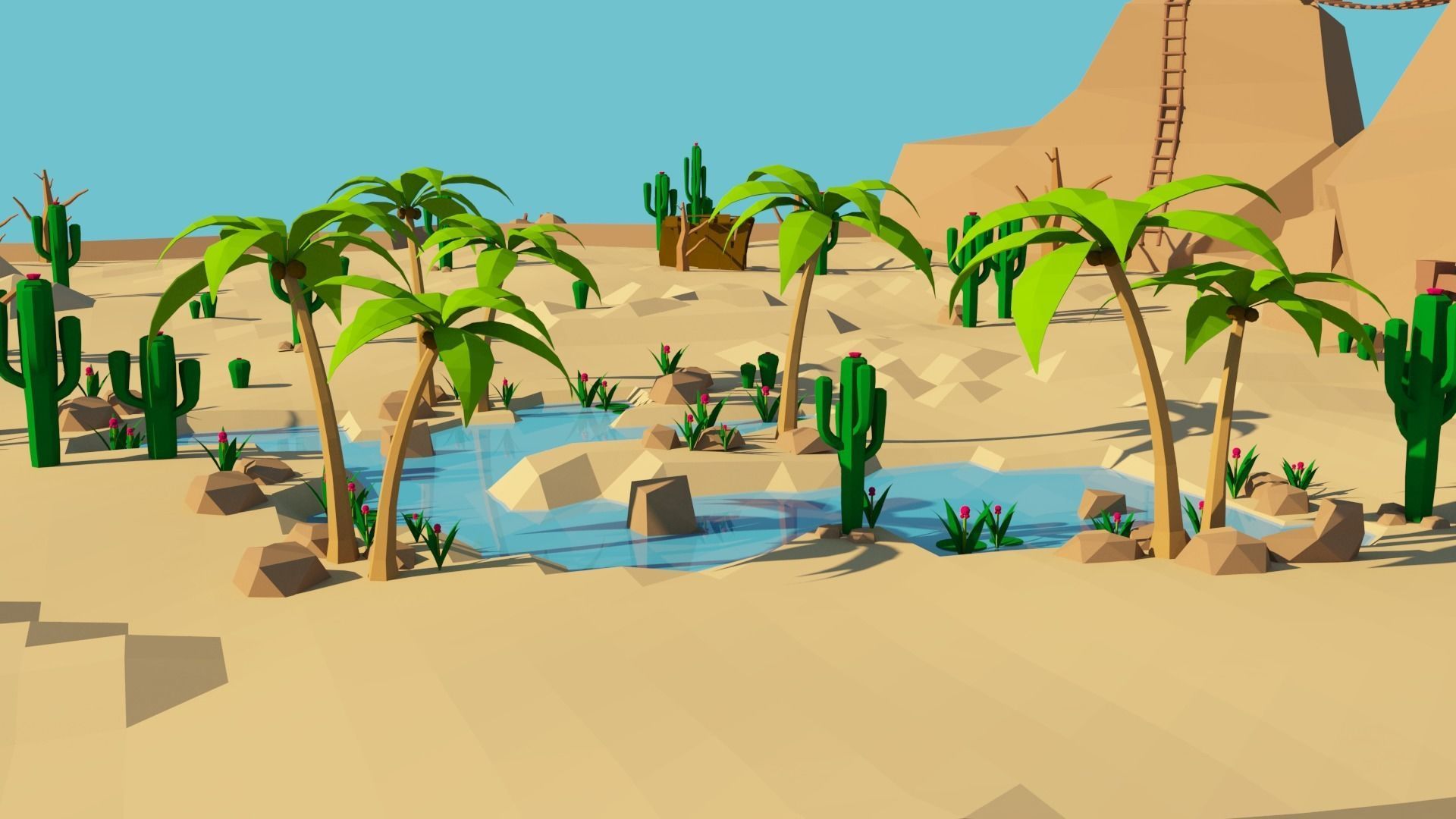 3D model Lowpoly Desert Game Environment Assets - Oasi 3d models VR ...
