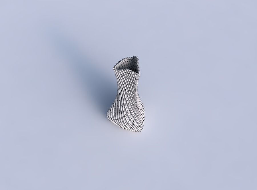 Vase puffy triangle with bent extruded lines 3 3D model 3D printable ...