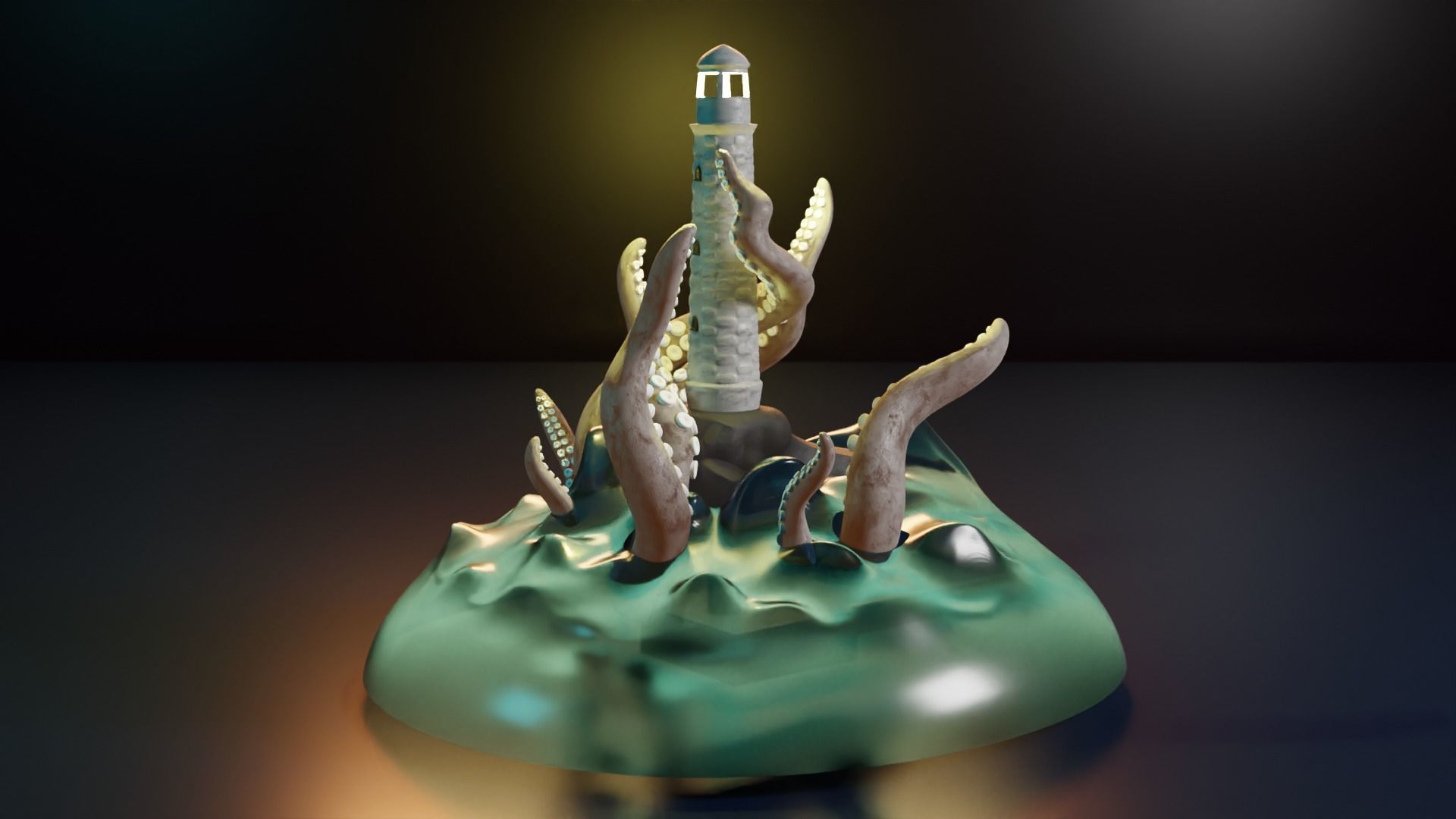 kraken lighthouse 3D model 3D printable | CGTrader