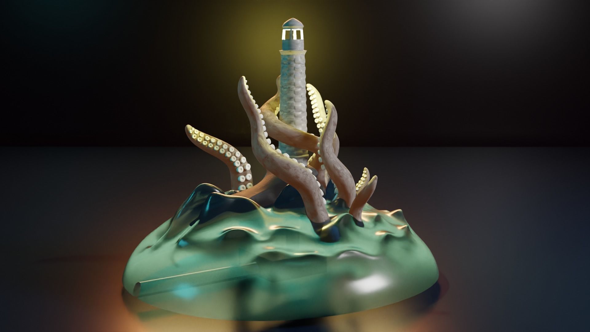kraken lighthouse 3D model 3D printable | CGTrader