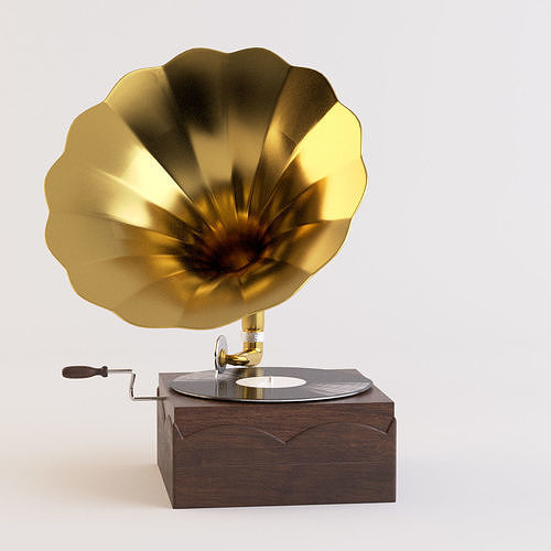 Gramophone golden 3D model animated | CGTrader