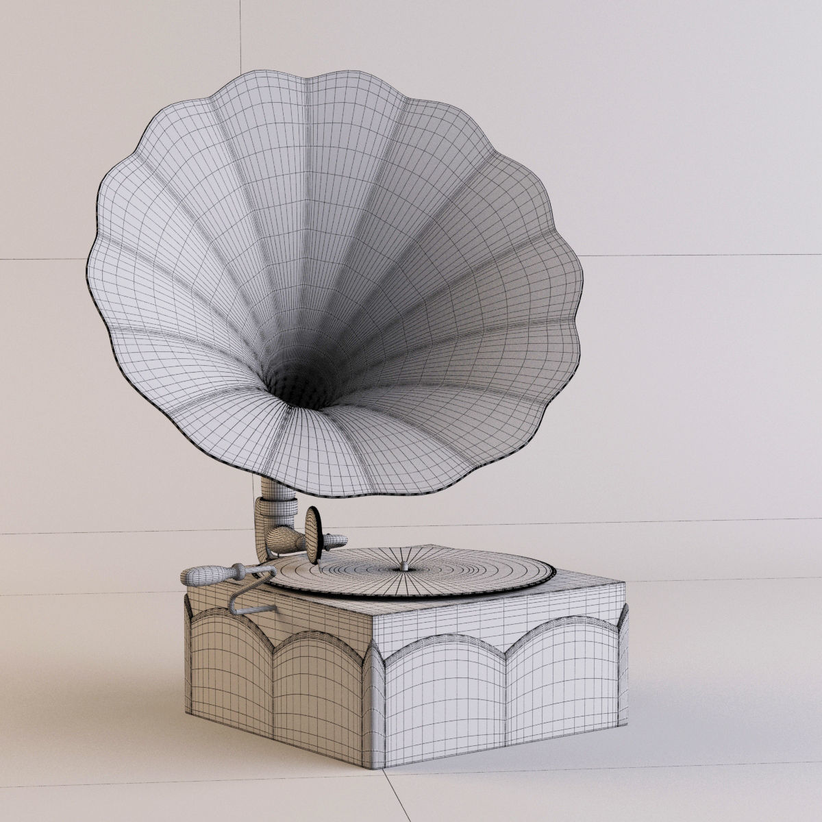 Gramophone golden 3D model animated | CGTrader