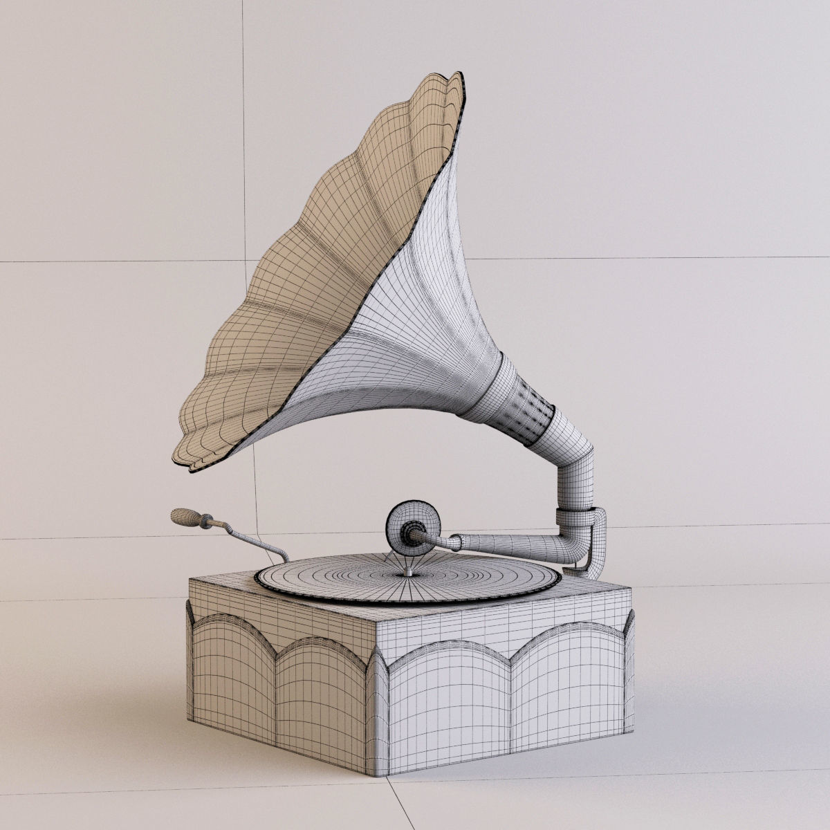 Gramophone golden 3D model animated | CGTrader