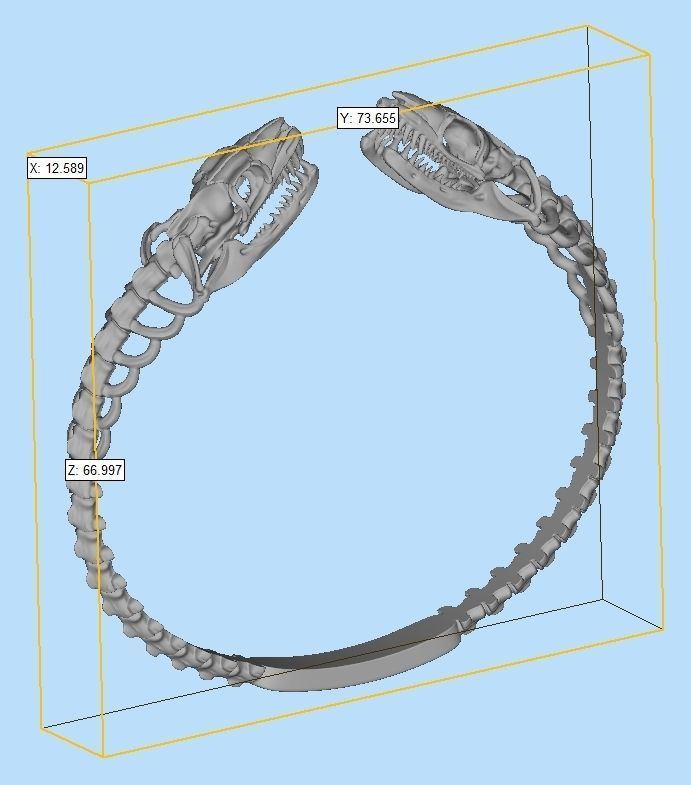 Snake Bracelet scull 3D model 3D printable | CGTrader