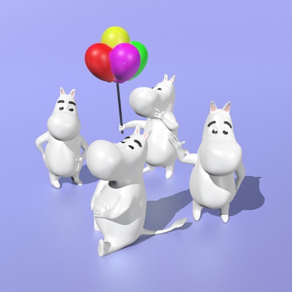 Moomins set of 4 3D model 3D printable | CGTrader