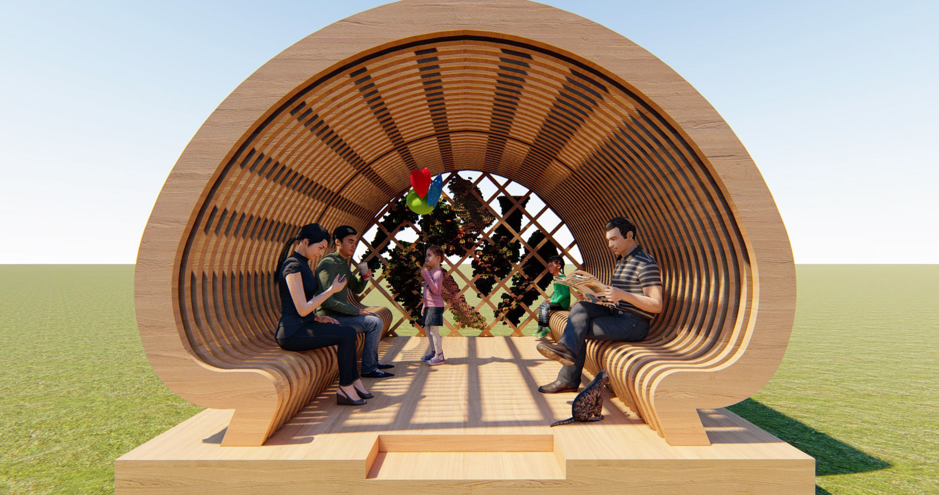 3D model Spade Gazeebo wooden pergola VR / AR / low-poly | CGTrader