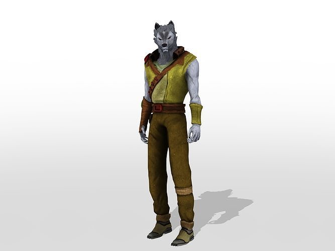 3D model Humansize Rigged Wolf Character VR / AR / low-poly rigged ...