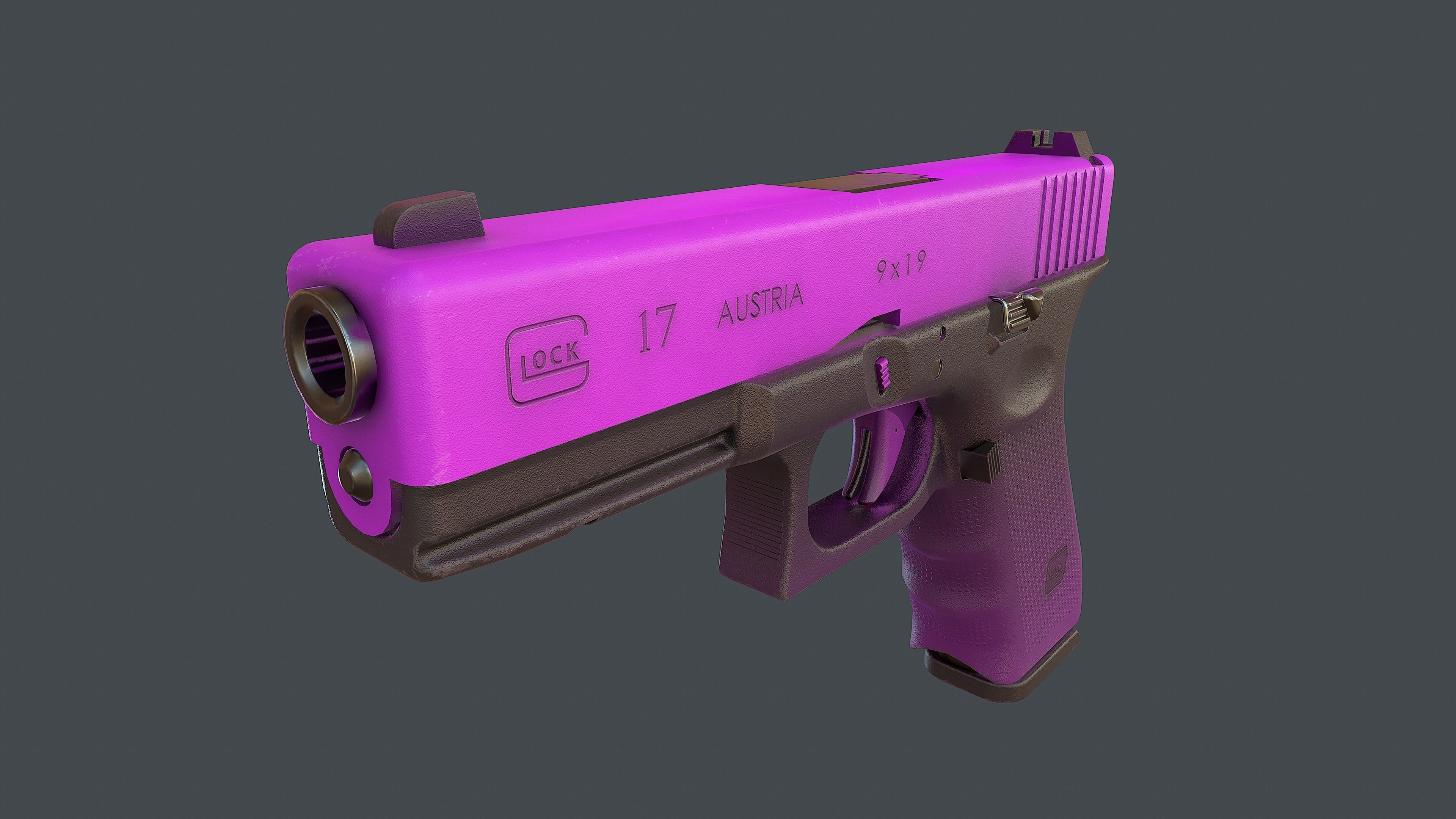 3D model Purple Glock 17 with magazine VR / AR / low-poly rigged ...