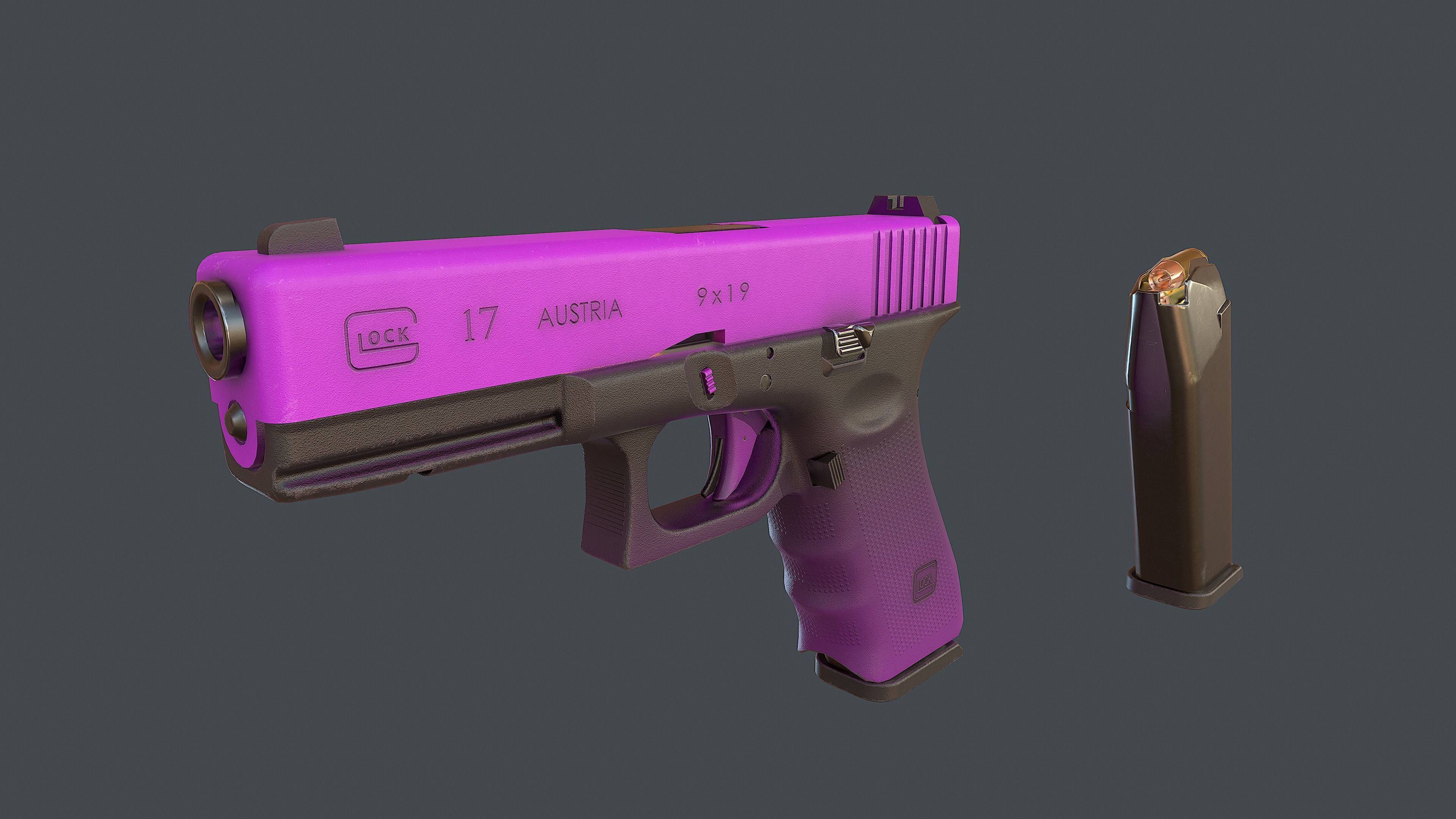 3D model animated Purple Glock 17 with magazine | CGTrader