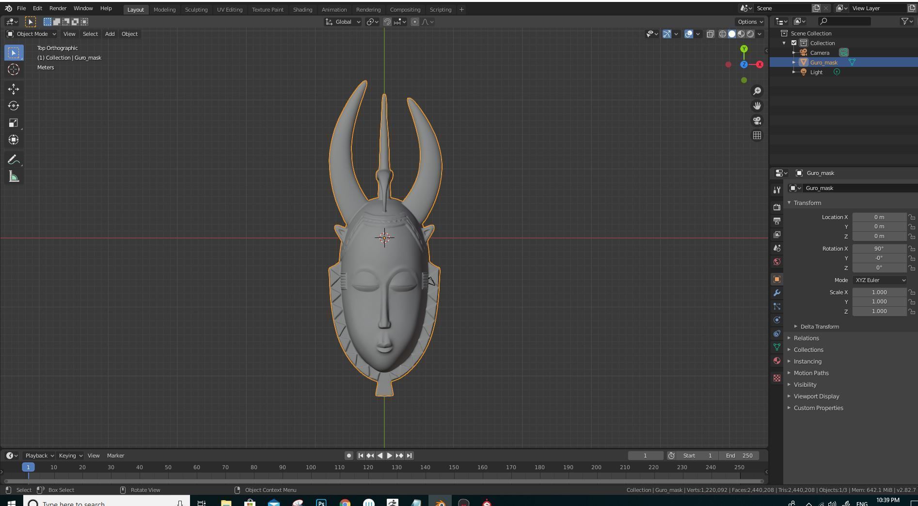 Vintage Guro Face Mask 3D Printable 3D model 3D printable | CGTrader