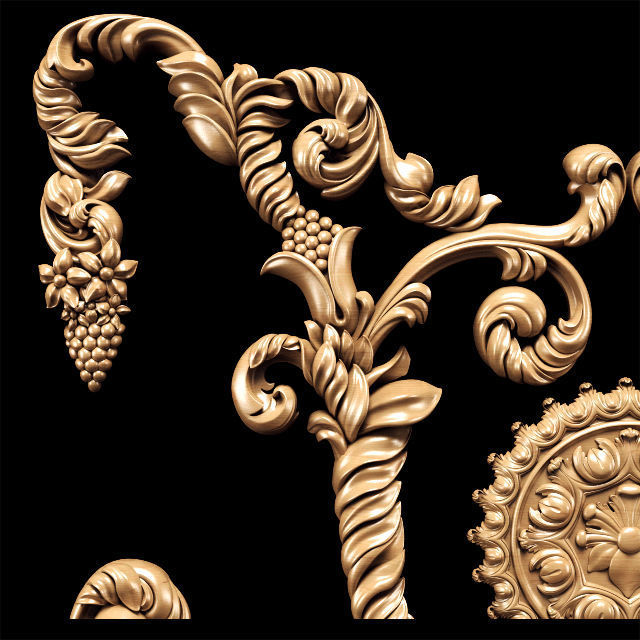 Baroque floral carving 3D model | CGTrader