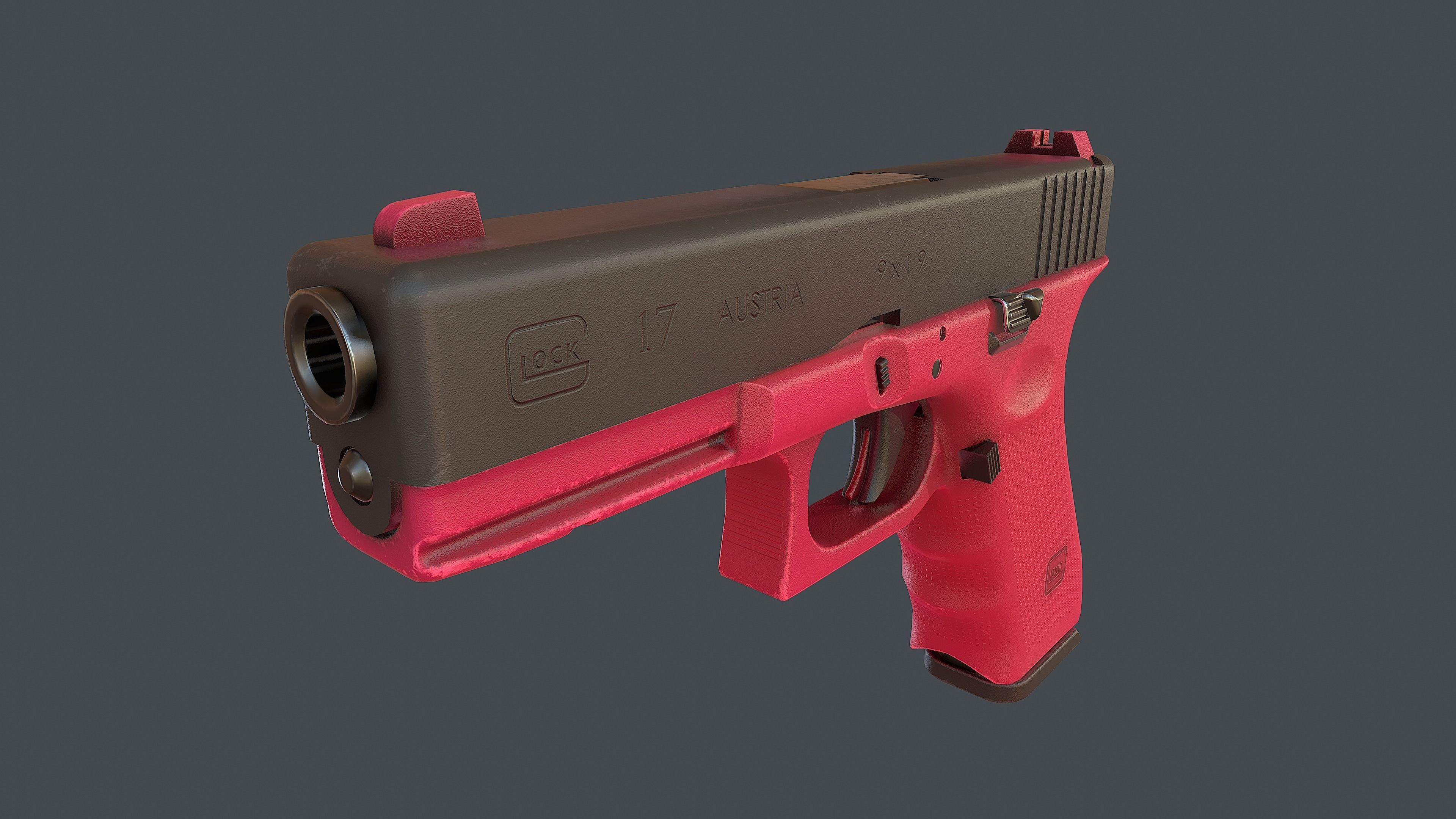3D model Pink Glock 17 with magazine VR / AR / low-poly rigged animated ...