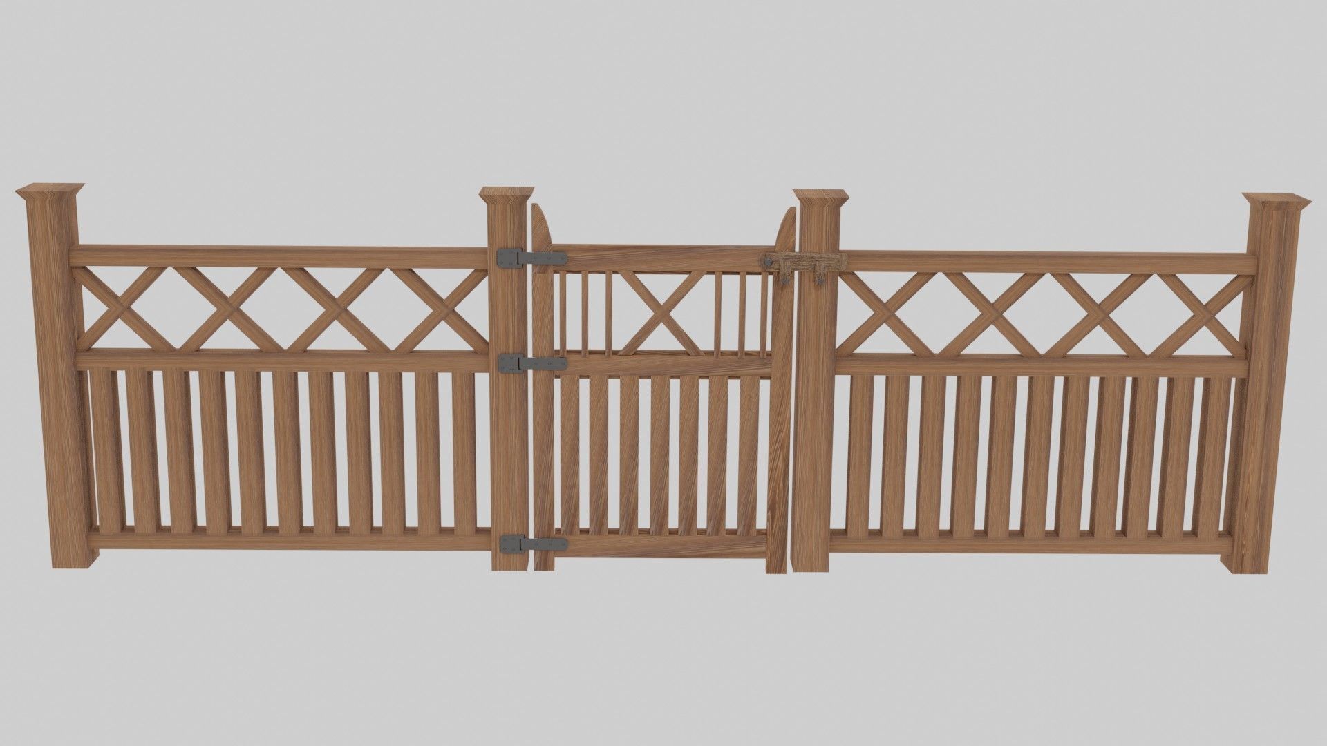 Wooden gate 3D model OBJ FBX STL BLEND