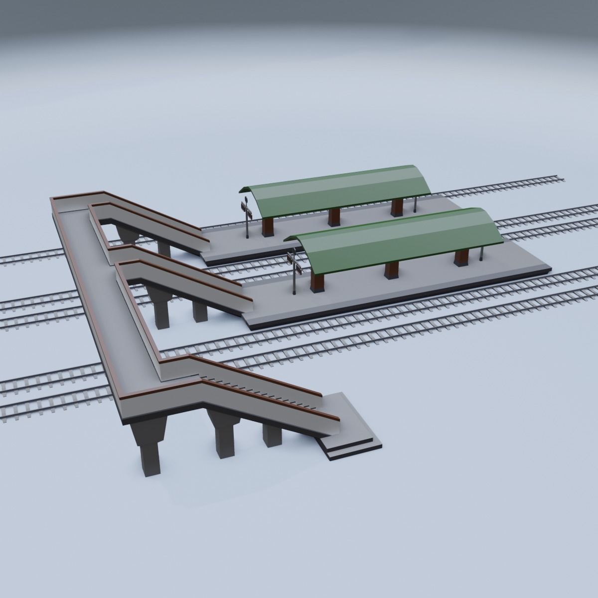 3D model Railway Platform and Foot-Bridge VR / AR / low-poly | CGTrader