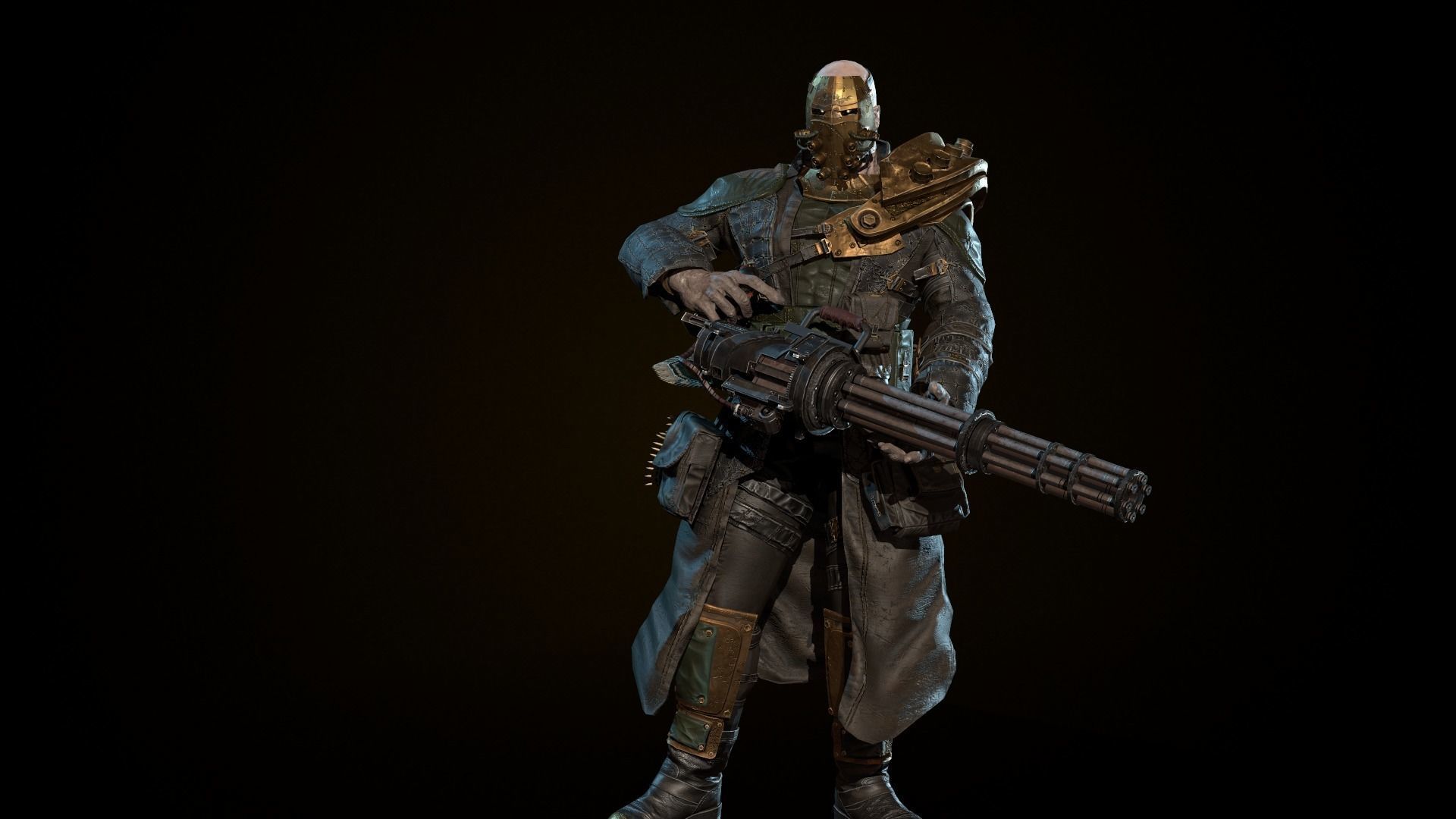 3D model mutant with a machine gun VR / AR / low-poly rigged animated ...