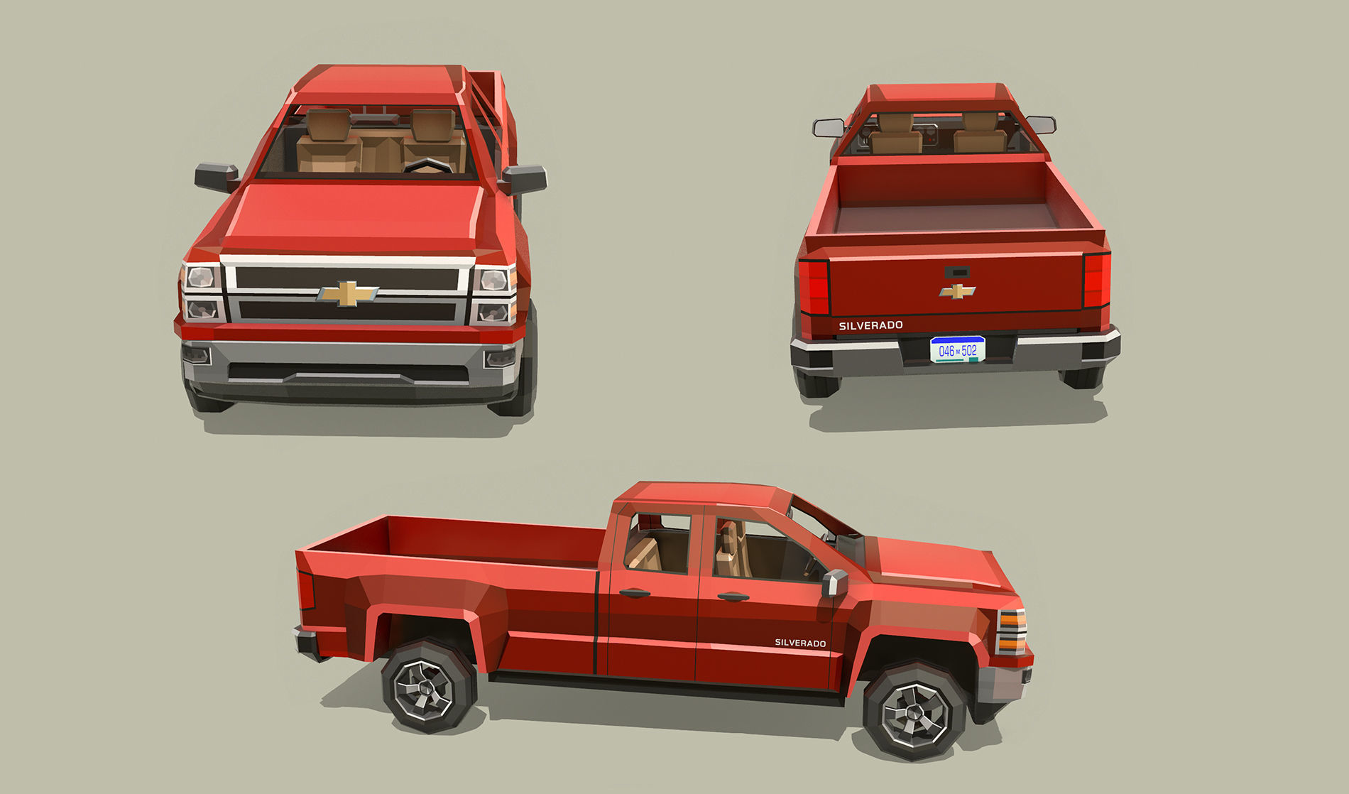 3D model Pickup Chevrolet Silverado VR / AR / low-poly | CGTrader
