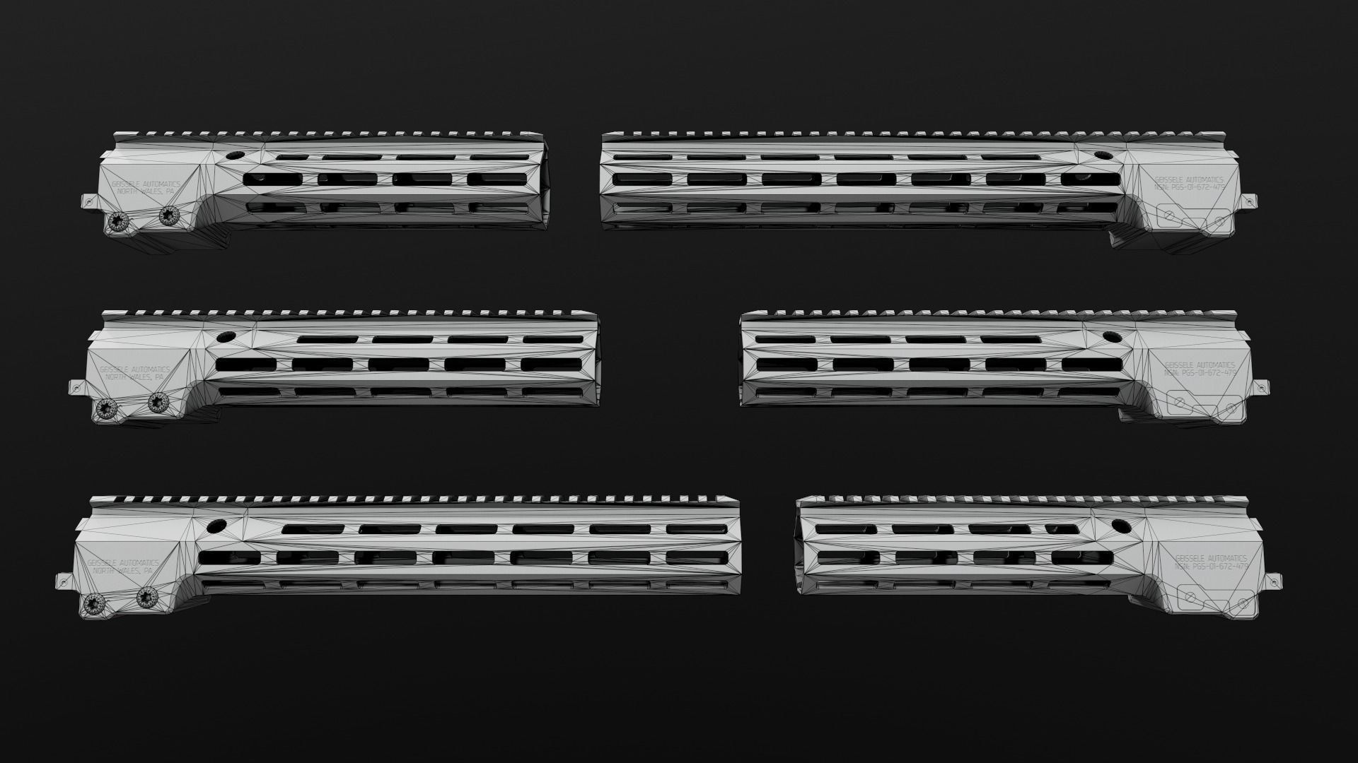 3D model Geissele Super Modular Rail MK16 MLOK AR15 Handguard VR / AR ...