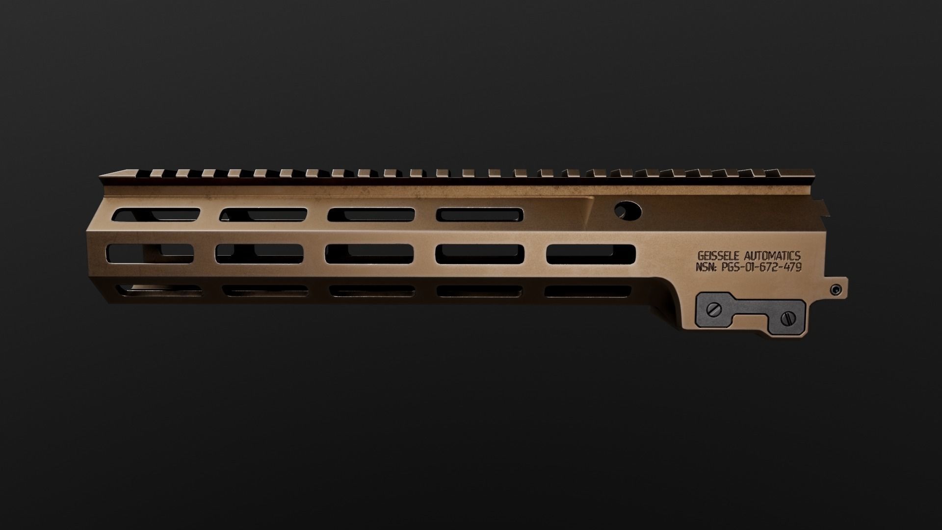 3D model Geissele Super Modular Rail MK16 MLOK AR15 Handguard VR / AR ...