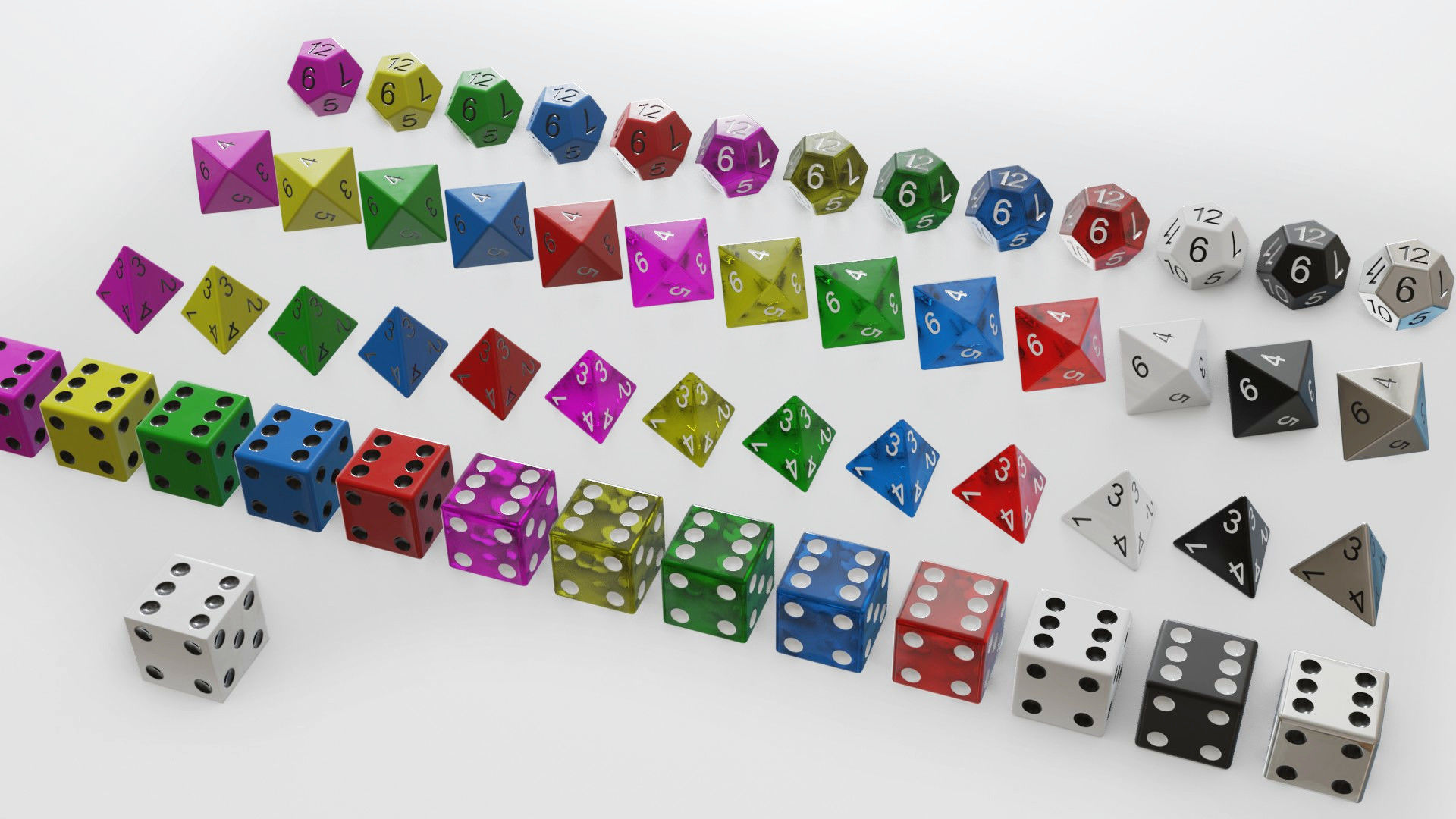Standard Dice several shapes detailed 3D model | CGTrader