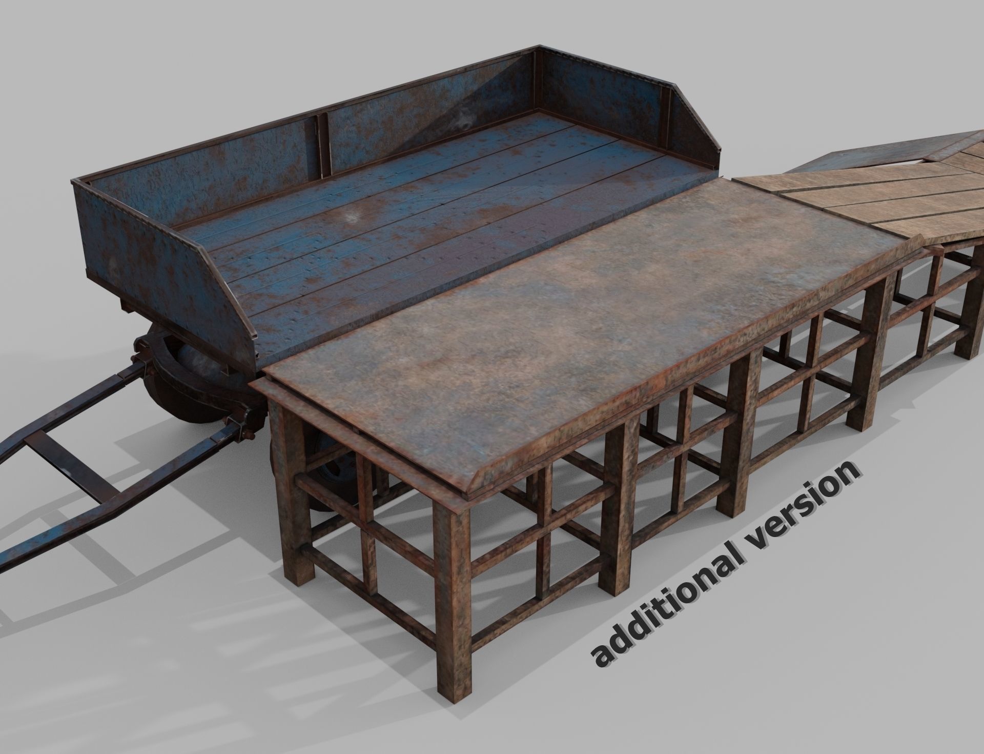 3D model Medieval wagon ramp PRB game-ready low-poly asset VR / AR ...