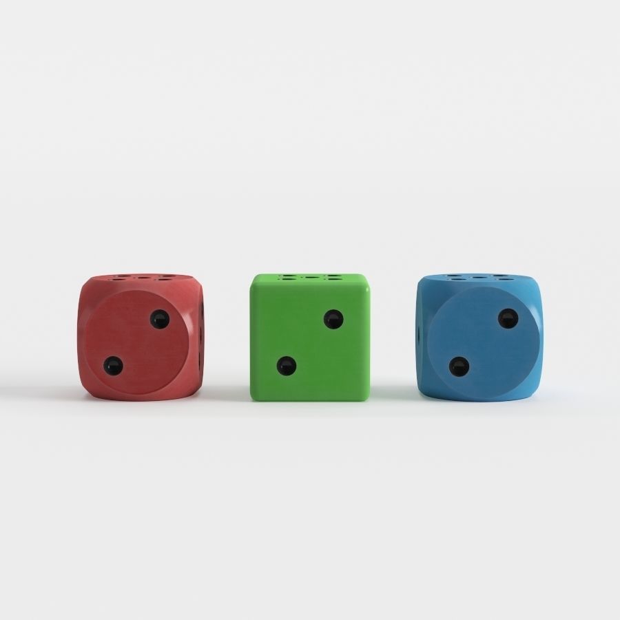 Classic Dice with different colors and shapes 3D model