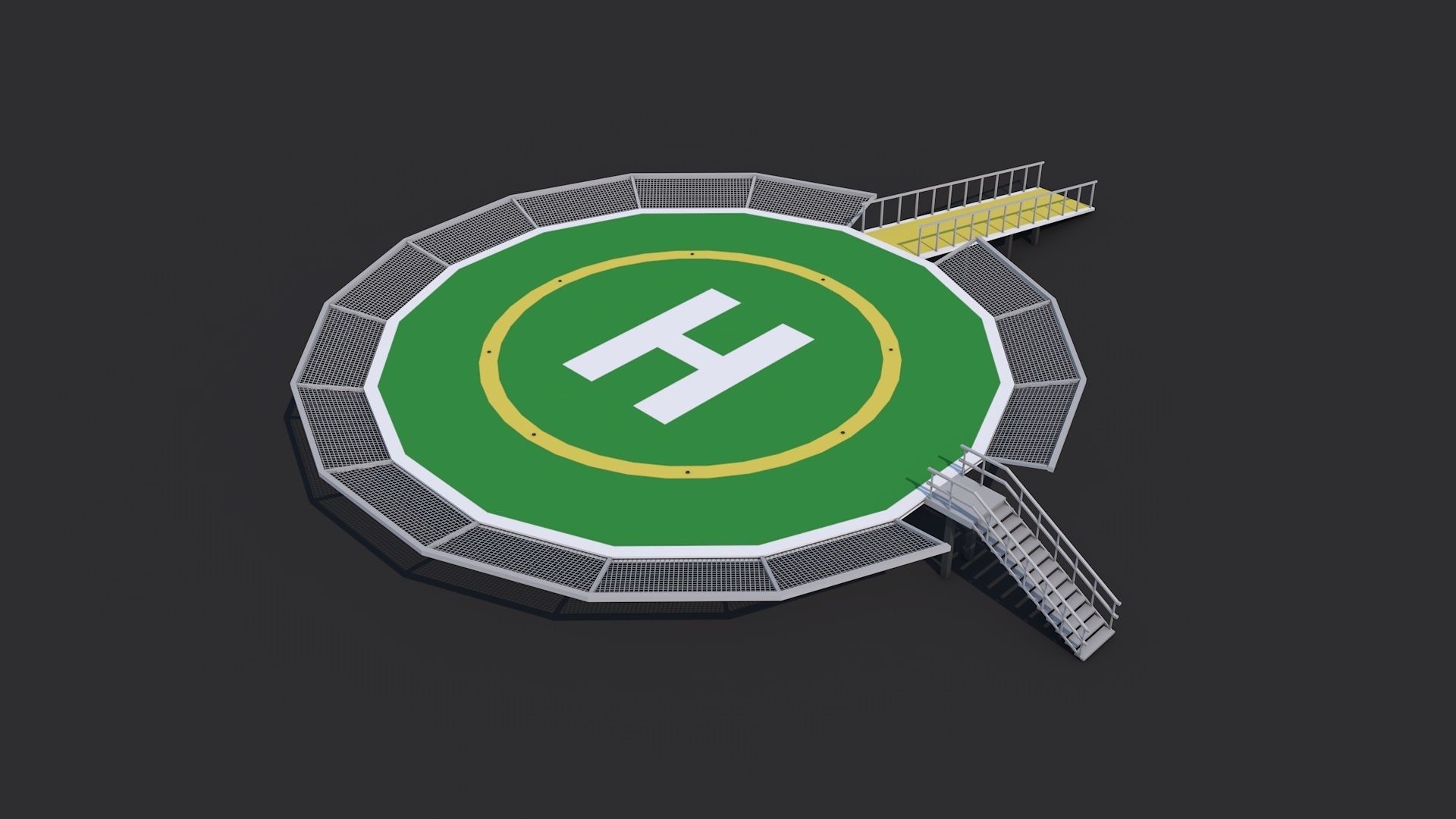 3D model 3 Helipad - Rooftop Elements VR / AR / low-poly | CGTrader