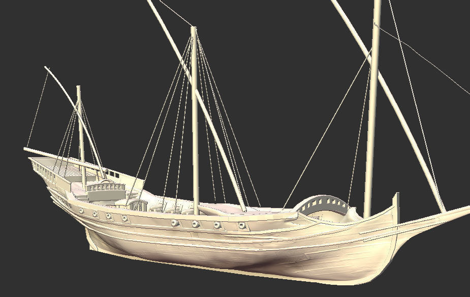 chebec algerian war fishing ship 3D model rigged | CGTrader