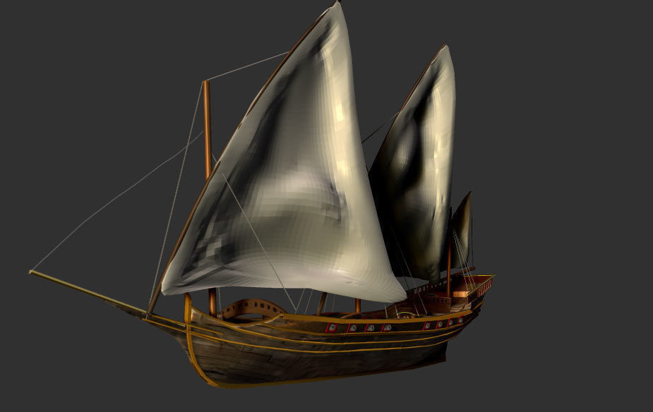 chebec algerian war fishing ship 3D model rigged | CGTrader