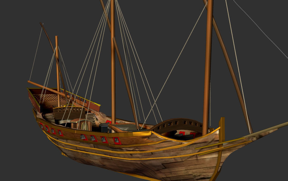 chebec algerian war fishing ship 3D model rigged | CGTrader