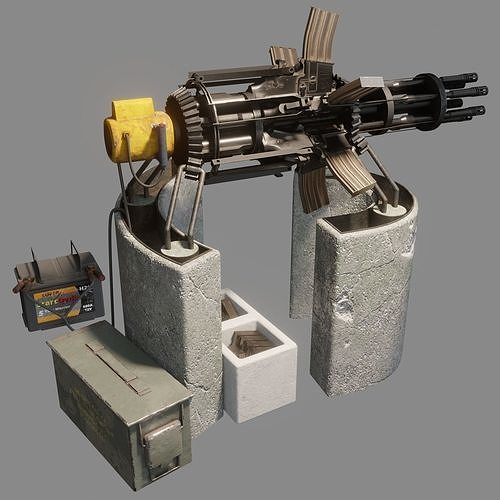 Scrap Gatling Gun free VR / AR / low-poly 3D model | CGTrader