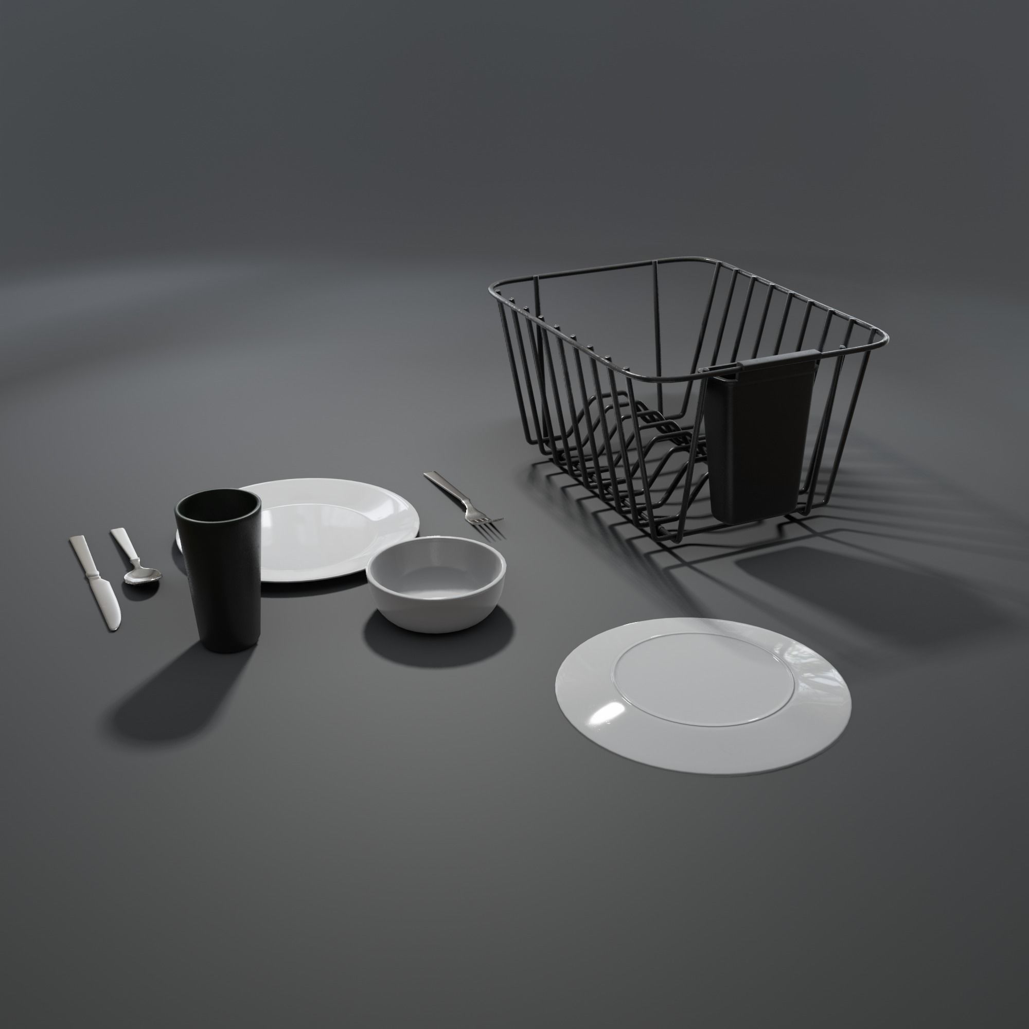 Dish Rack with Dishes free VR / AR / low-poly 3D model | CGTrader