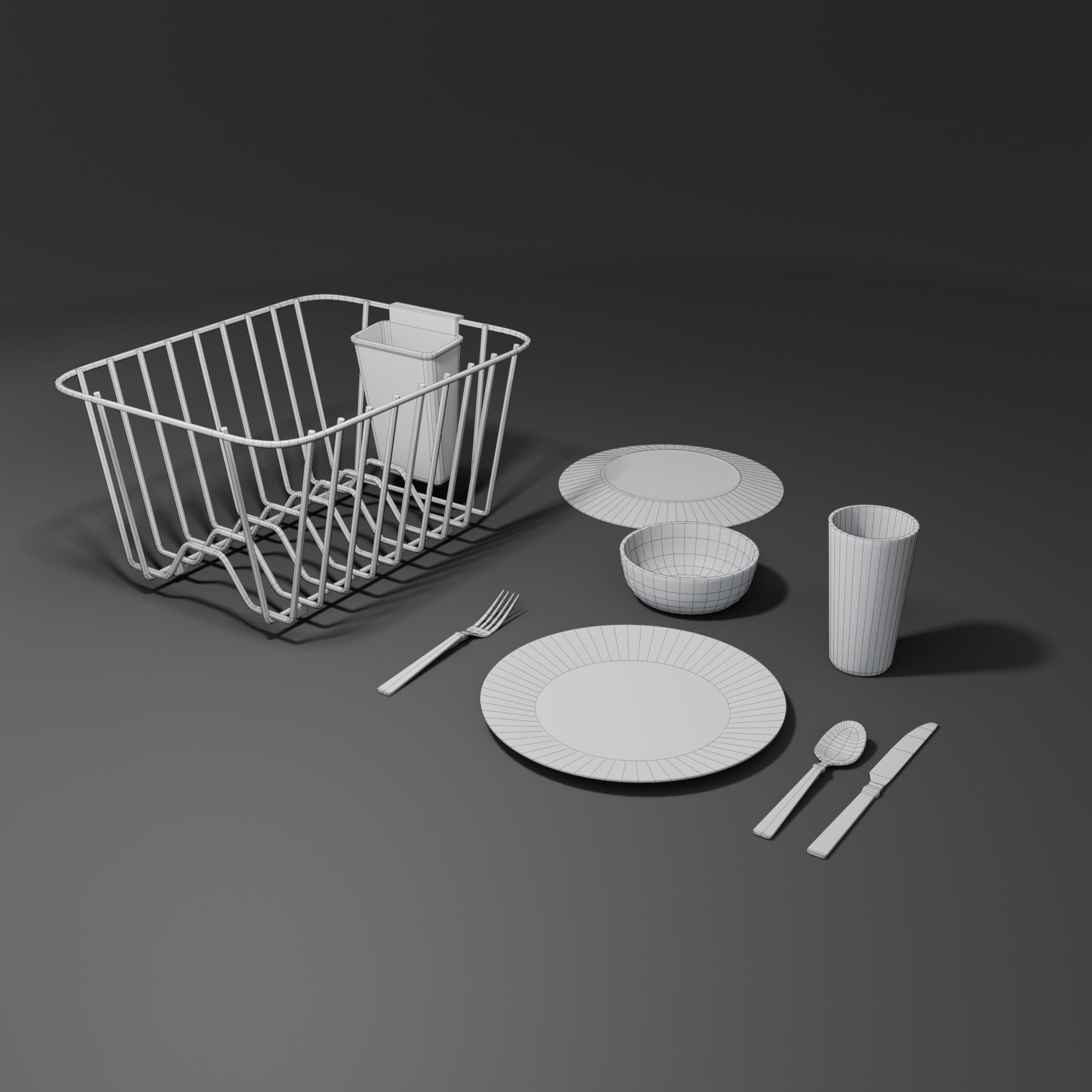 Dish Rack with Dishes free VR / AR / low-poly 3D model | CGTrader