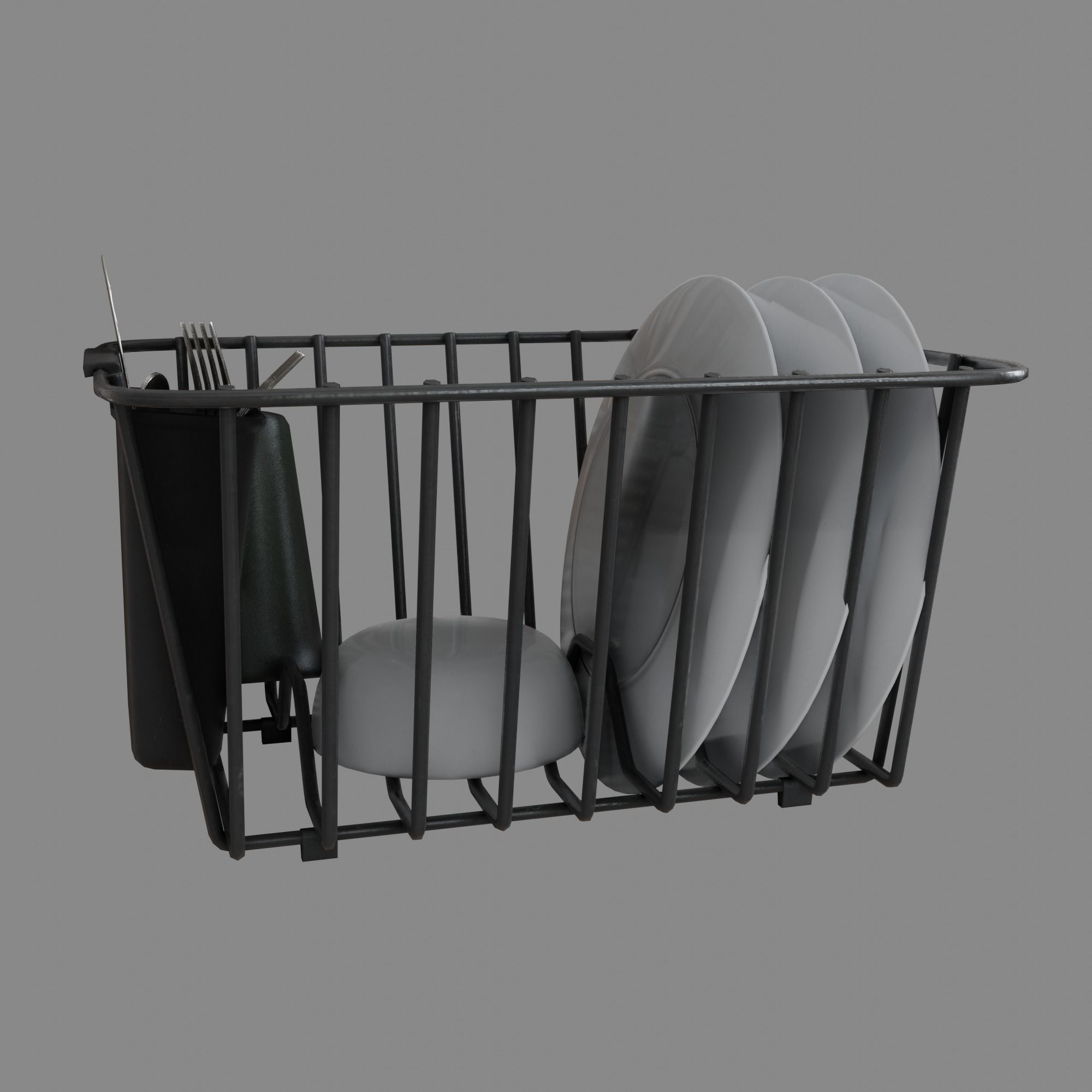 Dish Rack with Dishes free VR / AR / low-poly 3D model | CGTrader
