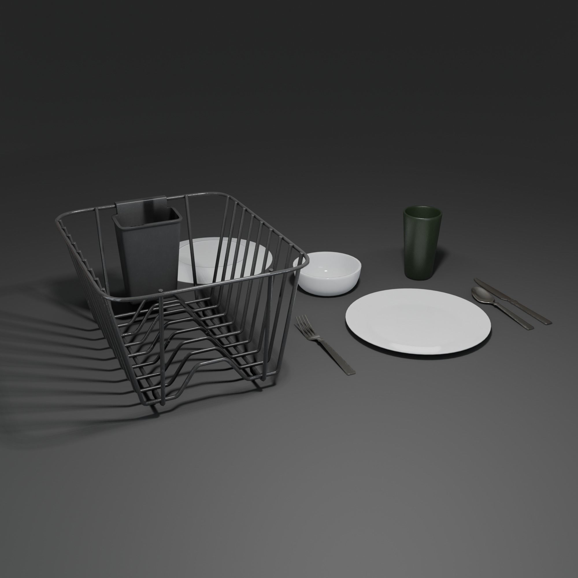 Dish Rack with Dishes free VR / AR / low-poly 3D model | CGTrader