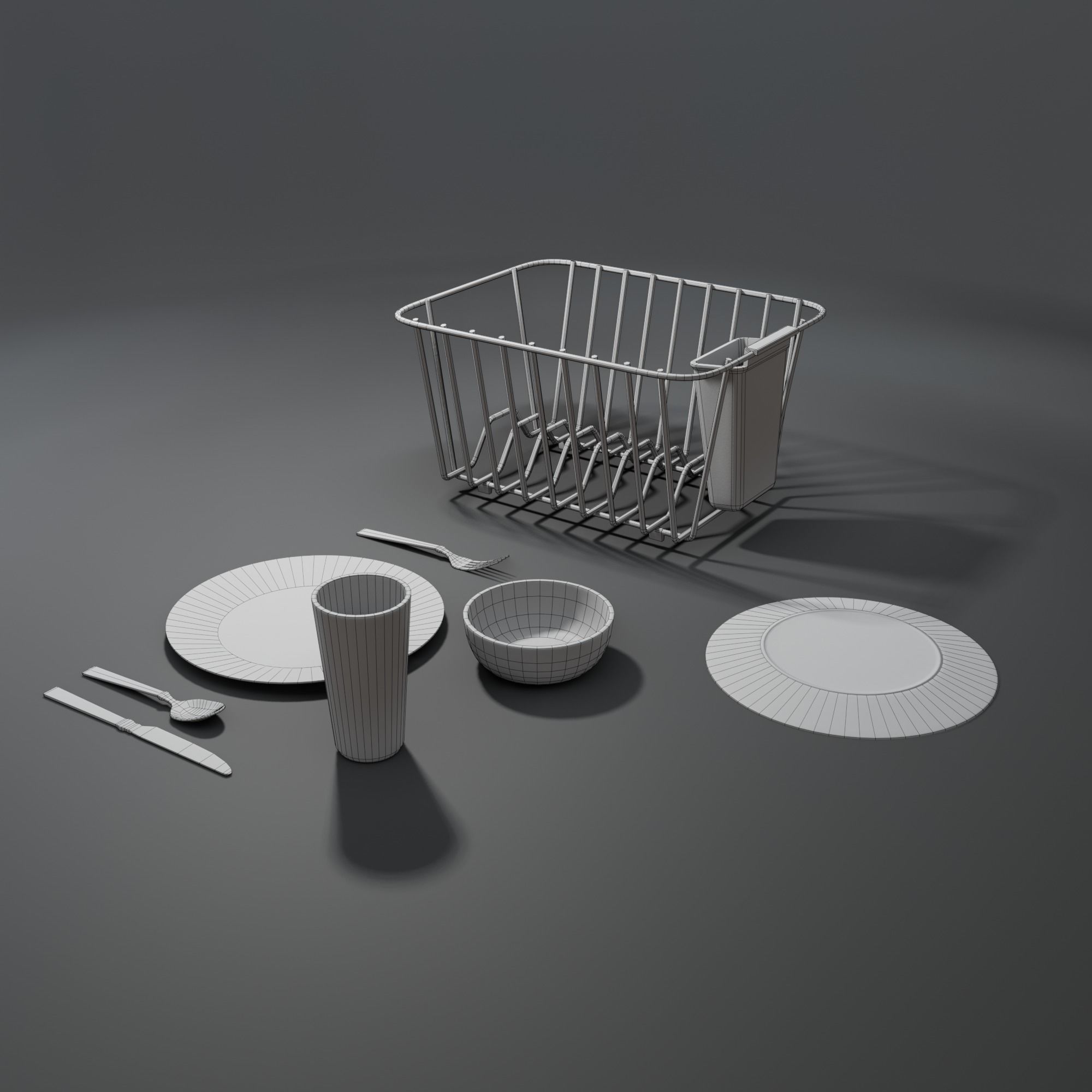 Dish Rack with Dishes free VR / AR / low-poly 3D model | CGTrader