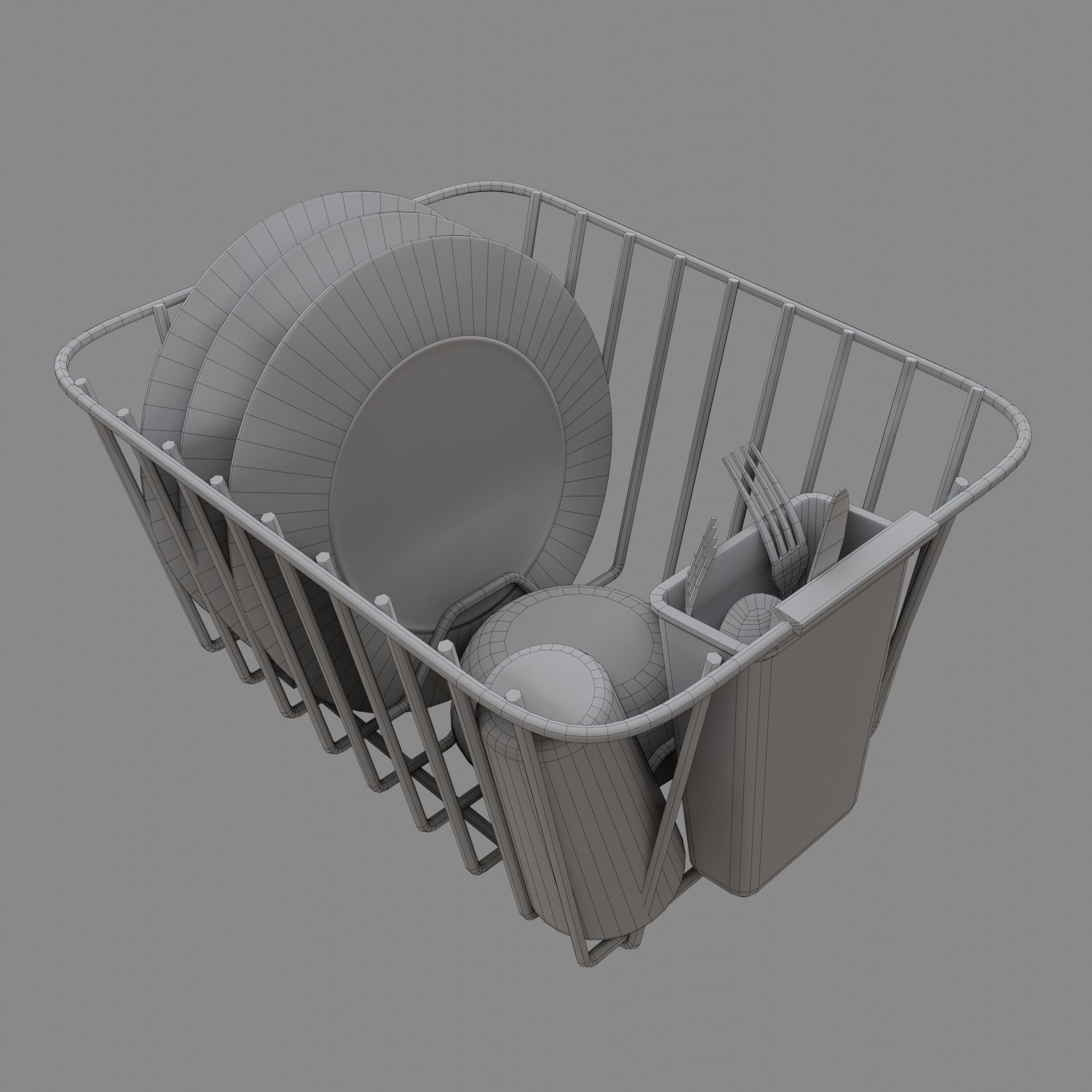 Dish Rack with Dishes free VR / AR / low-poly 3D model | CGTrader