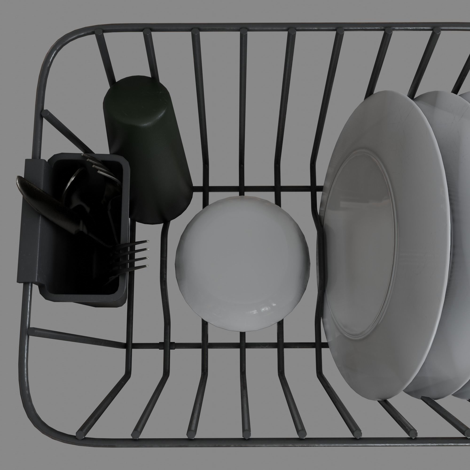 Dish Rack with Dishes free VR / AR / low-poly 3D model | CGTrader