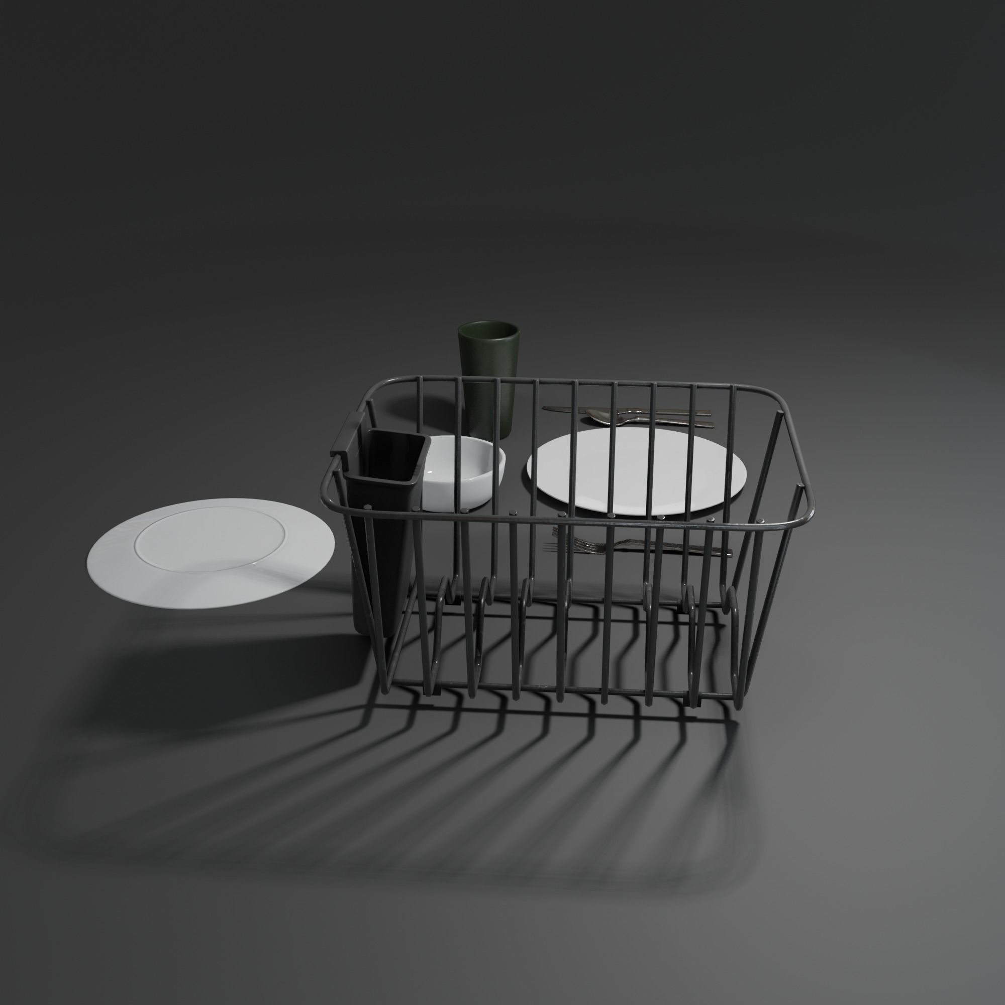 Dish Rack with Dishes free VR / AR / low-poly 3D model | CGTrader