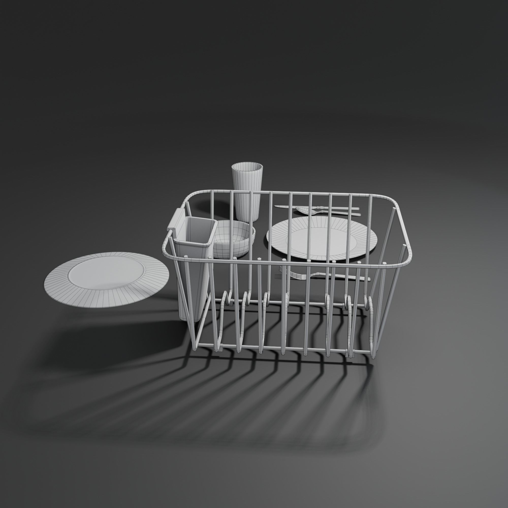 Dish Rack with Dishes free VR / AR / low-poly 3D model | CGTrader