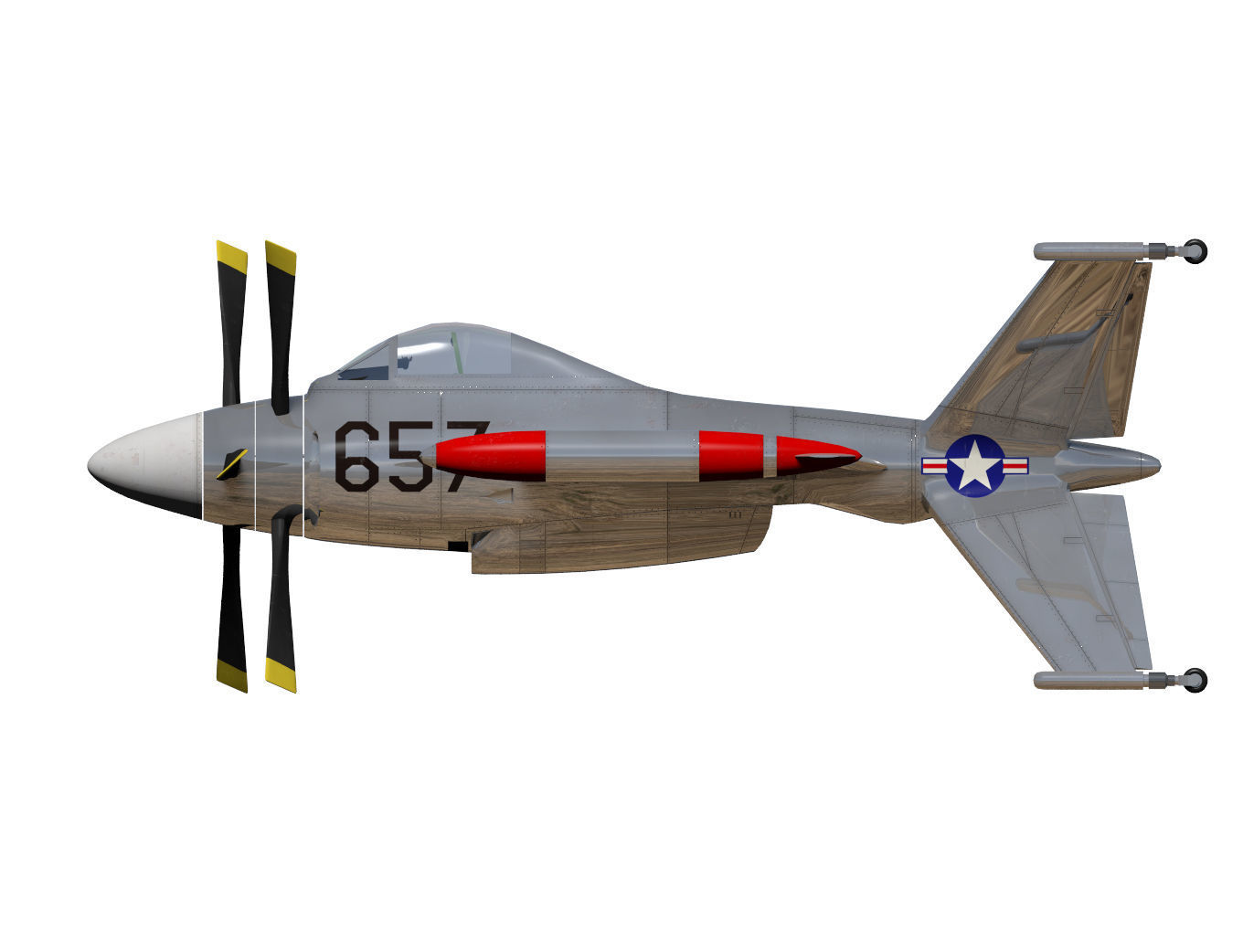 XFV-1 fighter jet with propellers flying in air 3D model | CGTrader