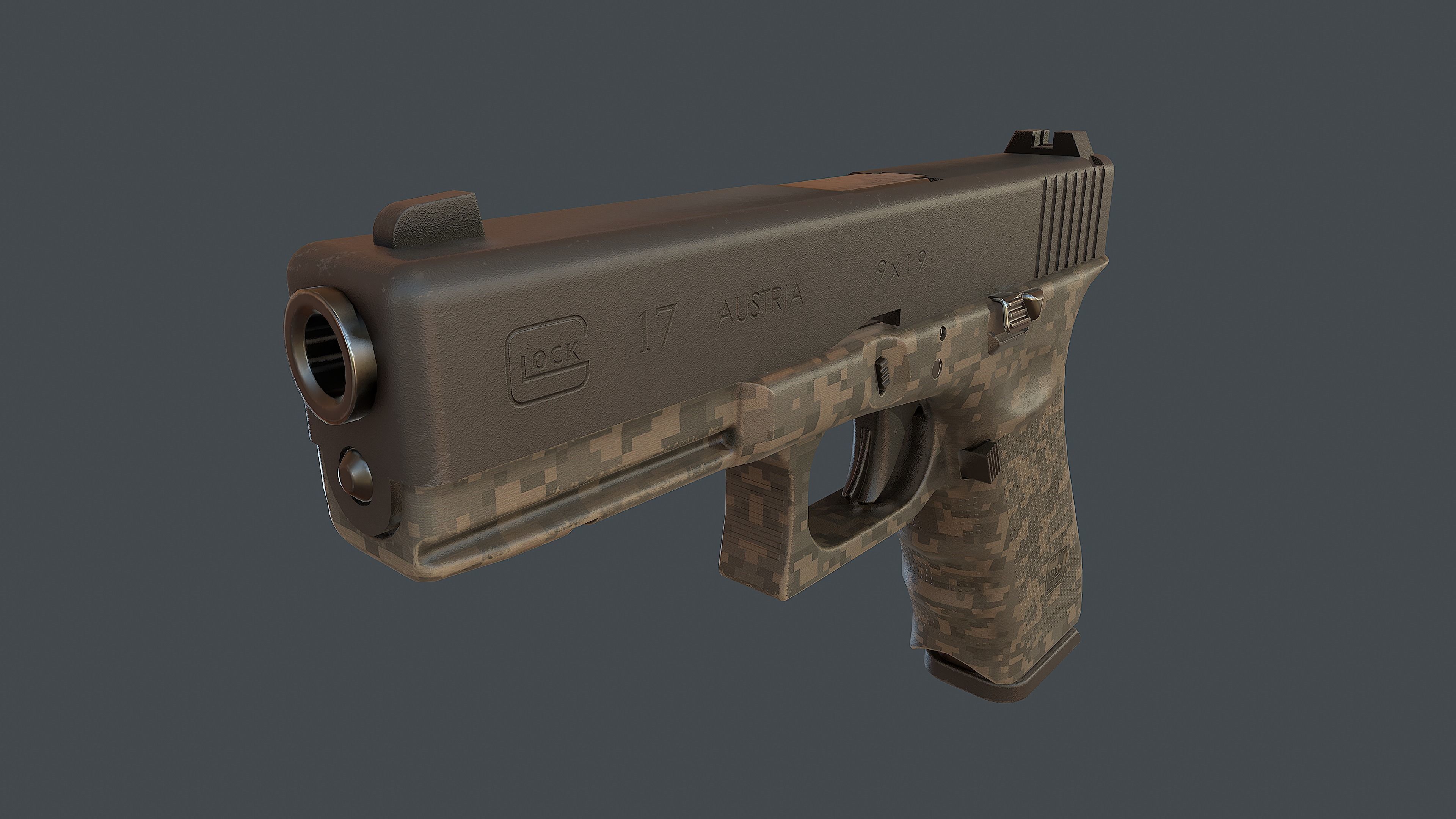 3D model Camouflage Glock 17 with magazine VR / AR / low-poly rigged ...