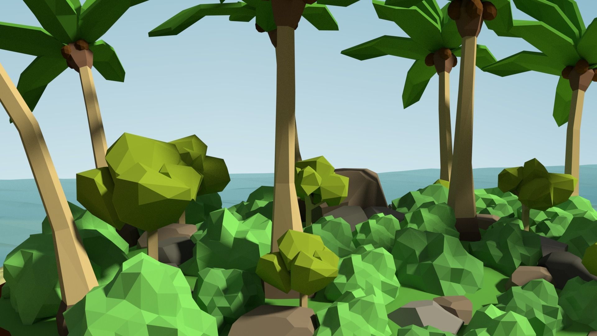 Low Poly Desert Island Kit free VR / AR / low-poly 3D model animated ...