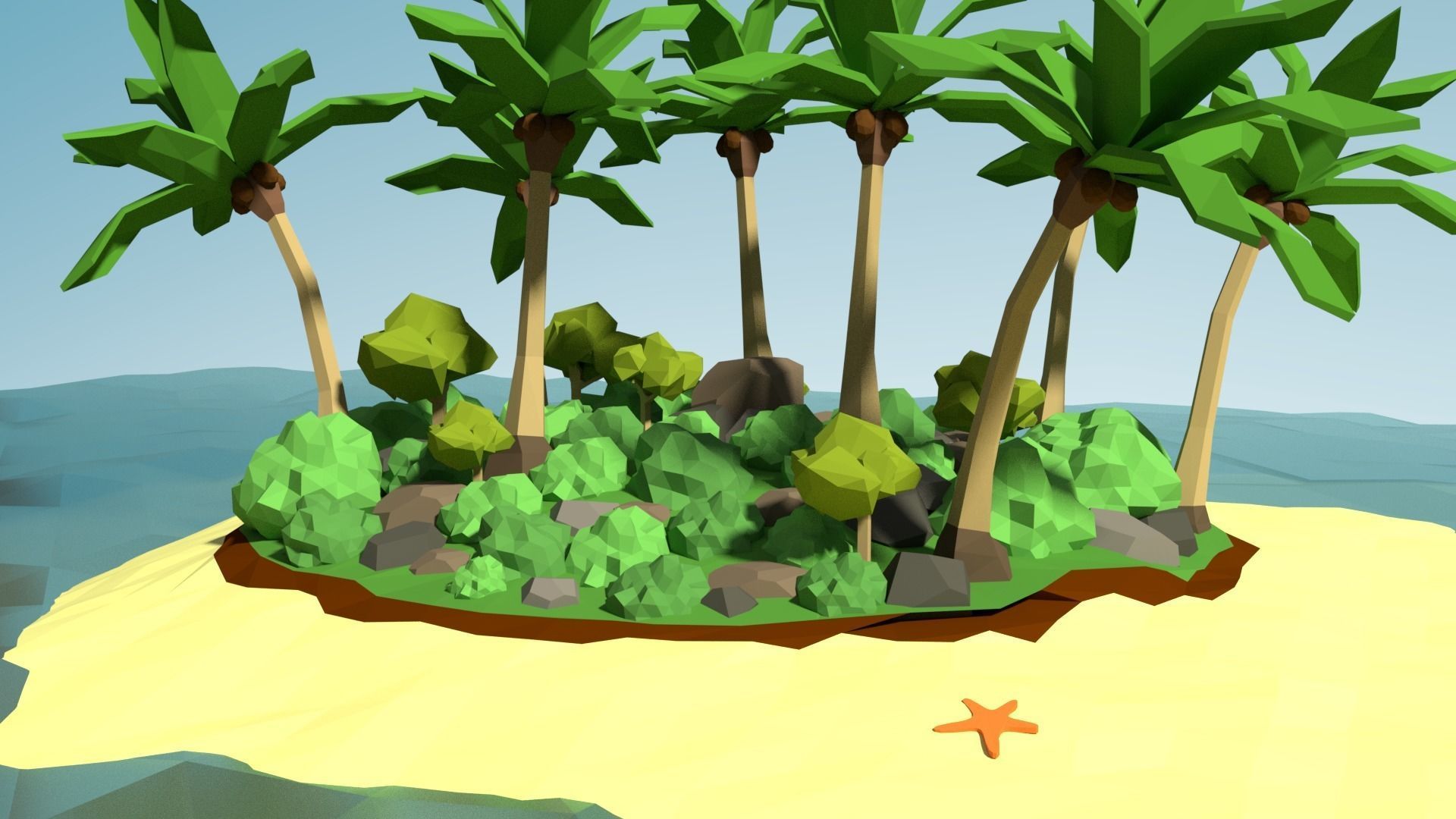 Low Poly Desert Island Kit free VR / AR / low-poly 3D model animated ...