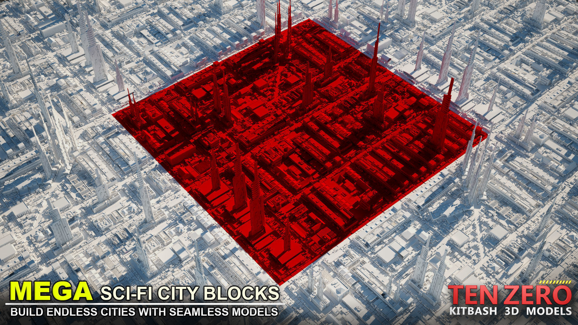 MEGA SCI-FI CITY BLOCKS KITBASH 3D model | CGTrader
