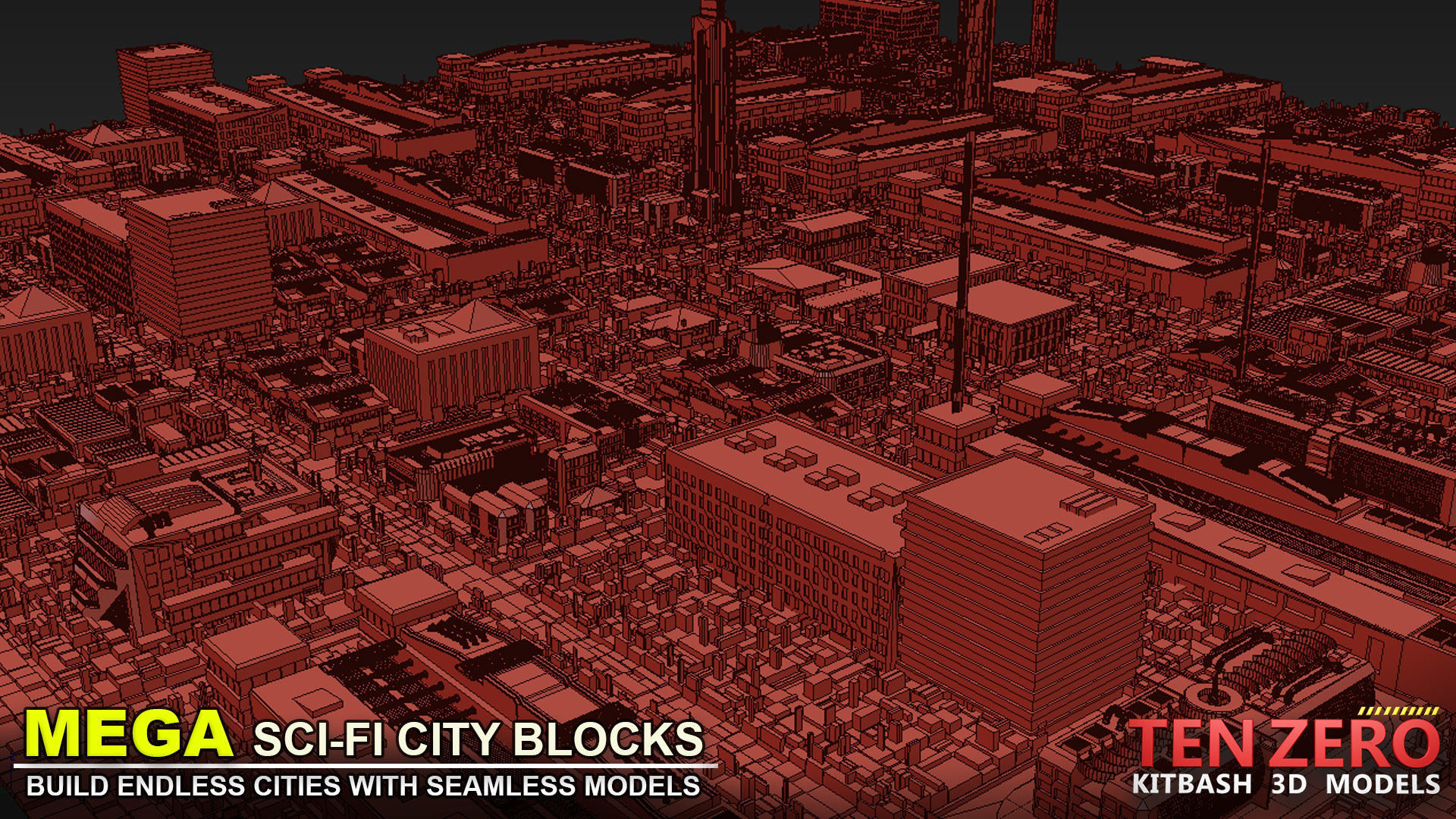 MEGA SCI-FI CITY BLOCKS KITBASH 3D model | CGTrader
