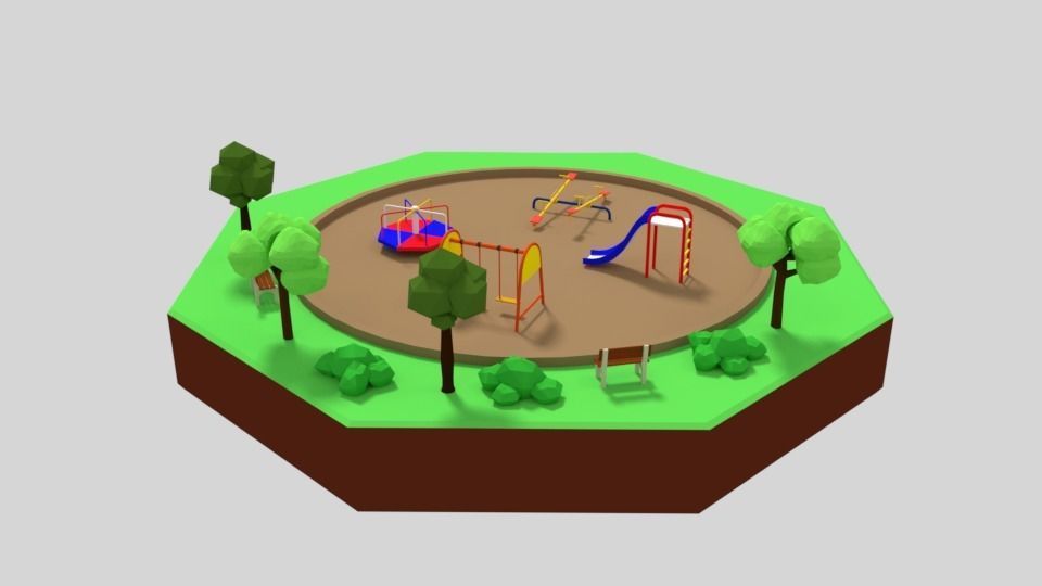 3D model Low Poly Cartoon Playground Scene VR / AR / low-poly | CGTrader