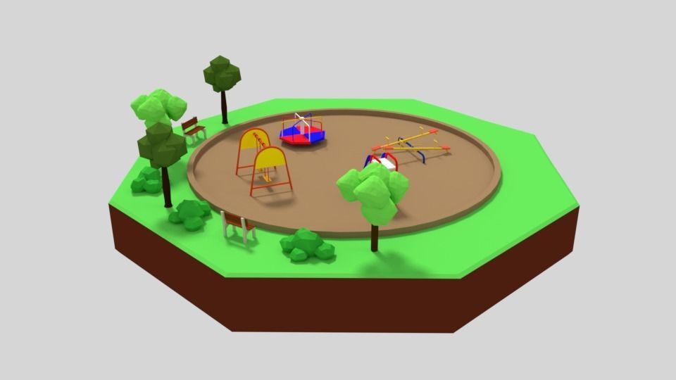 3D model Low Poly Cartoon Playground Scene VR / AR / low-poly | CGTrader