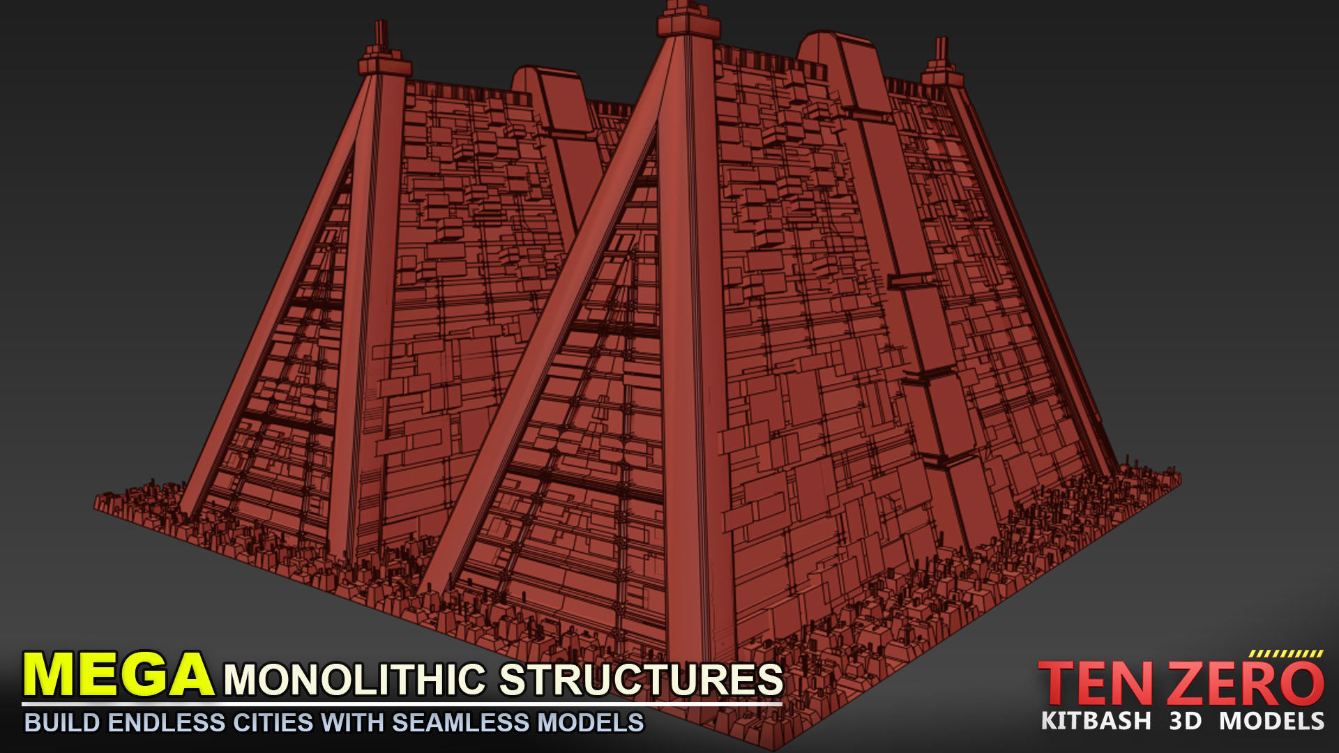 MEGA MONOLITHIC STRUCTURES SCI-FI KITBASH 3D model | CGTrader