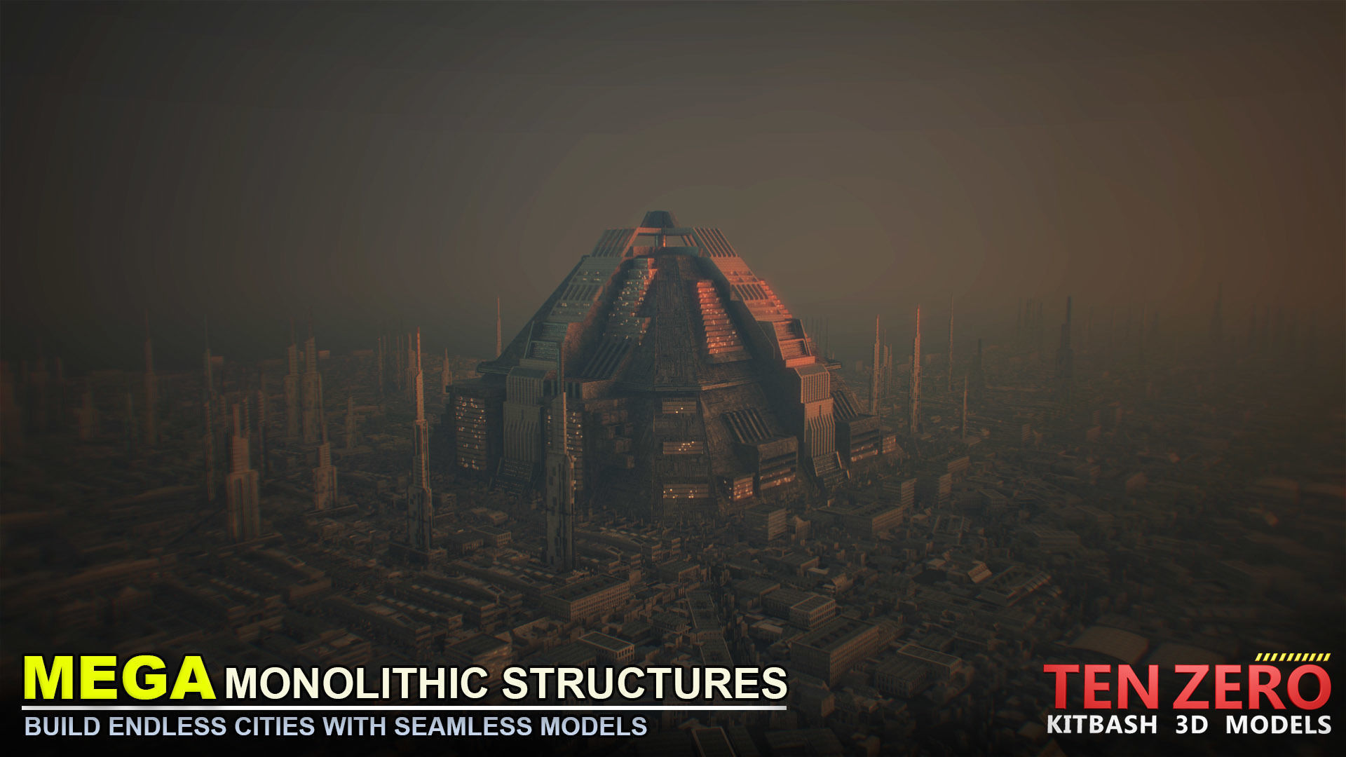 MEGA MONOLITHIC STRUCTURES SCI-FI KITBASH 3D model | CGTrader